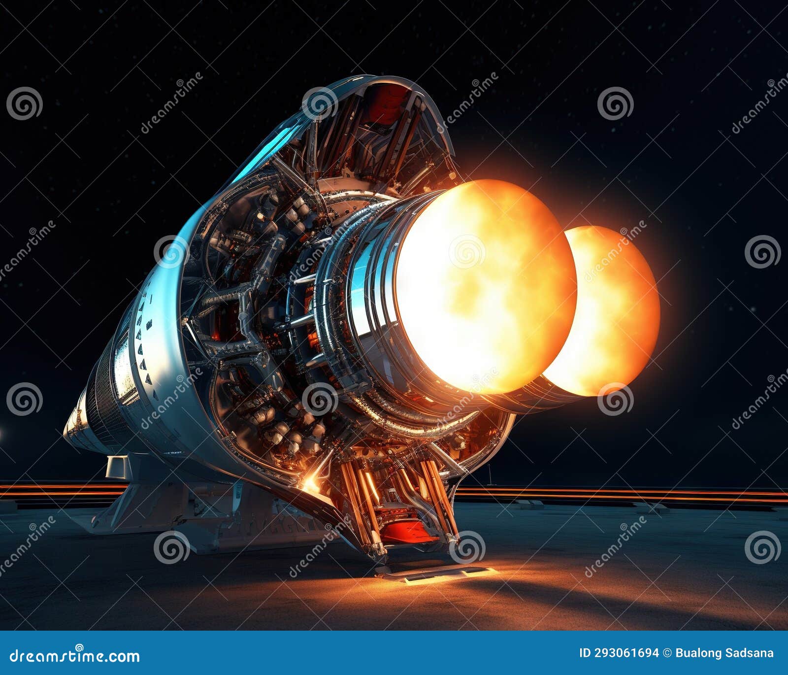 RS-25 Rocket Engine 3D Illustration Poster Royalty-Free Stock ...