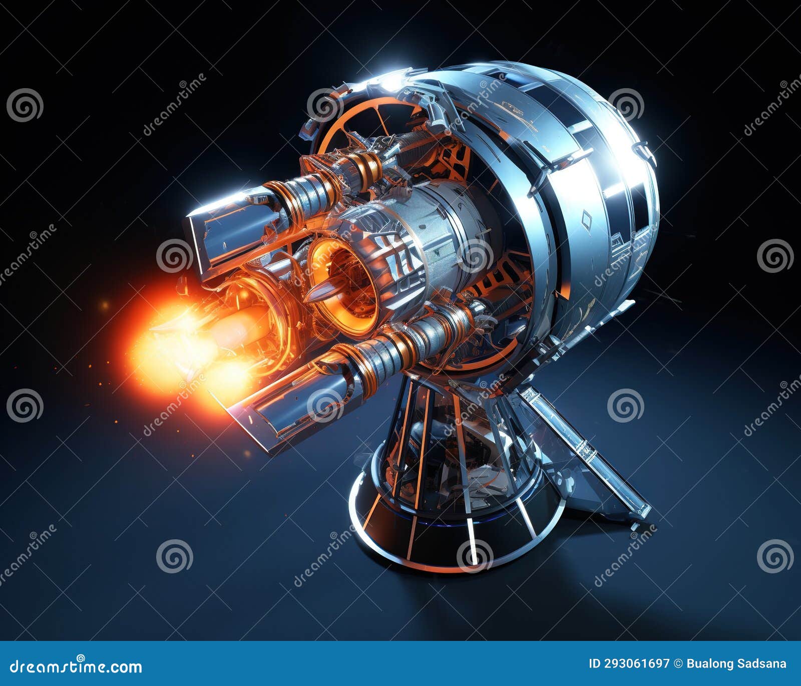 Space Rocket Engine in Full Test. Stock Illustration - Illustration of ...