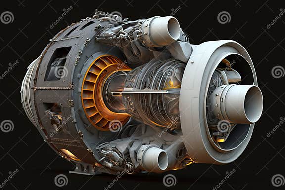 Space Rocket Engine in Full Test Throttle. Generative Ai Stock ...