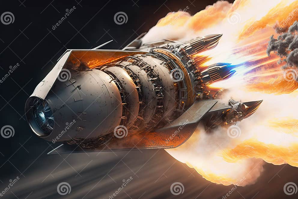 Space Rocket Engine in Full Test Throttle. Generative Ai Stock Image ...