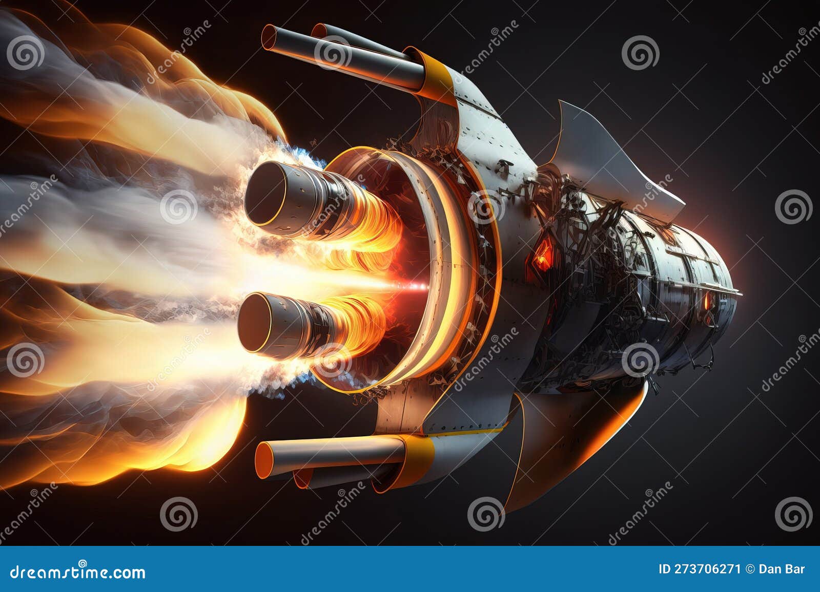 Space Rocket Engine In Full Test Throttle. Generative Ai Royalty-Free ...