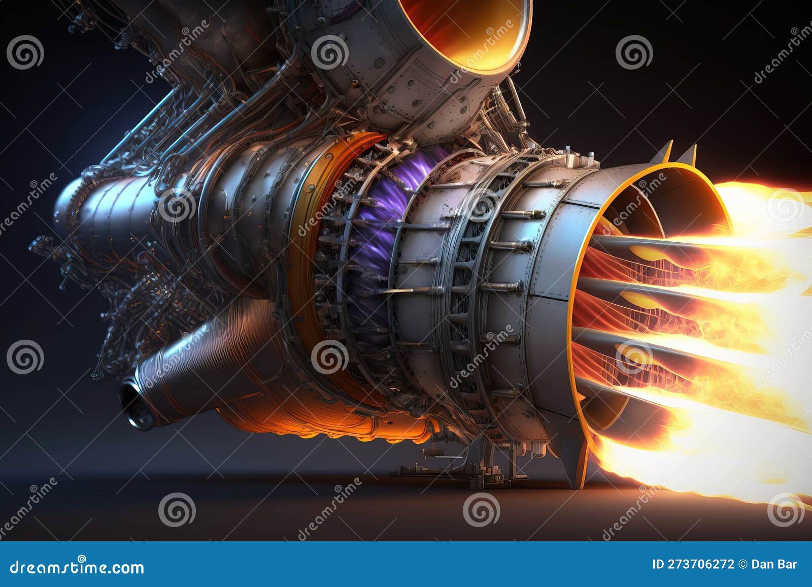 Space Rocket Engine in Full Test Throttle. Generative Ai Stock Photo ...