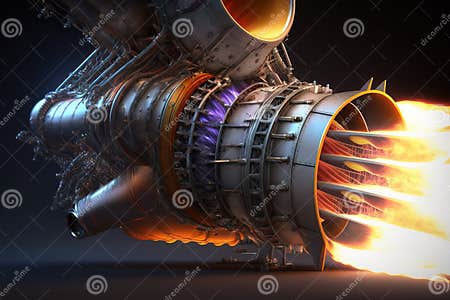 Space Rocket Engine in Full Test Throttle. Generative Ai Stock Photo ...