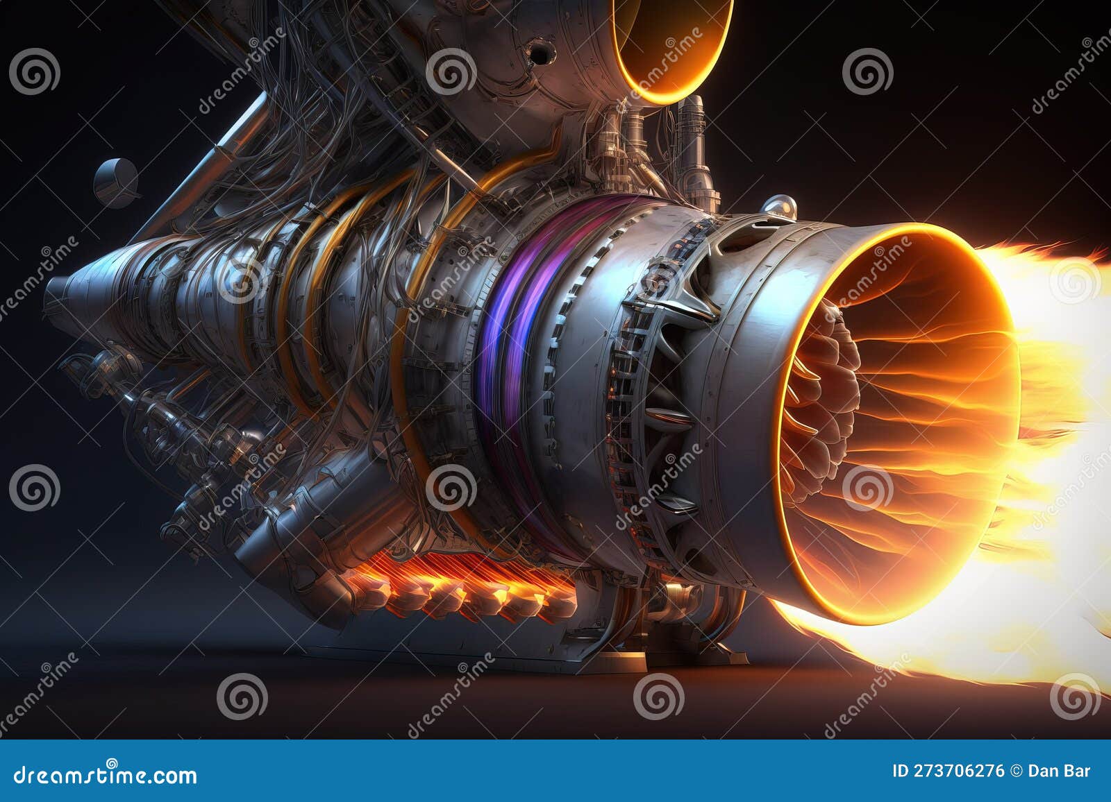 Space Rocket Engine in Full Test Throttle. Generative Ai Stock ...