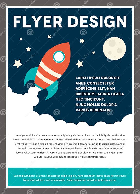 Space Rocket Flyer Template Design Stock Vector - Illustration of ...
