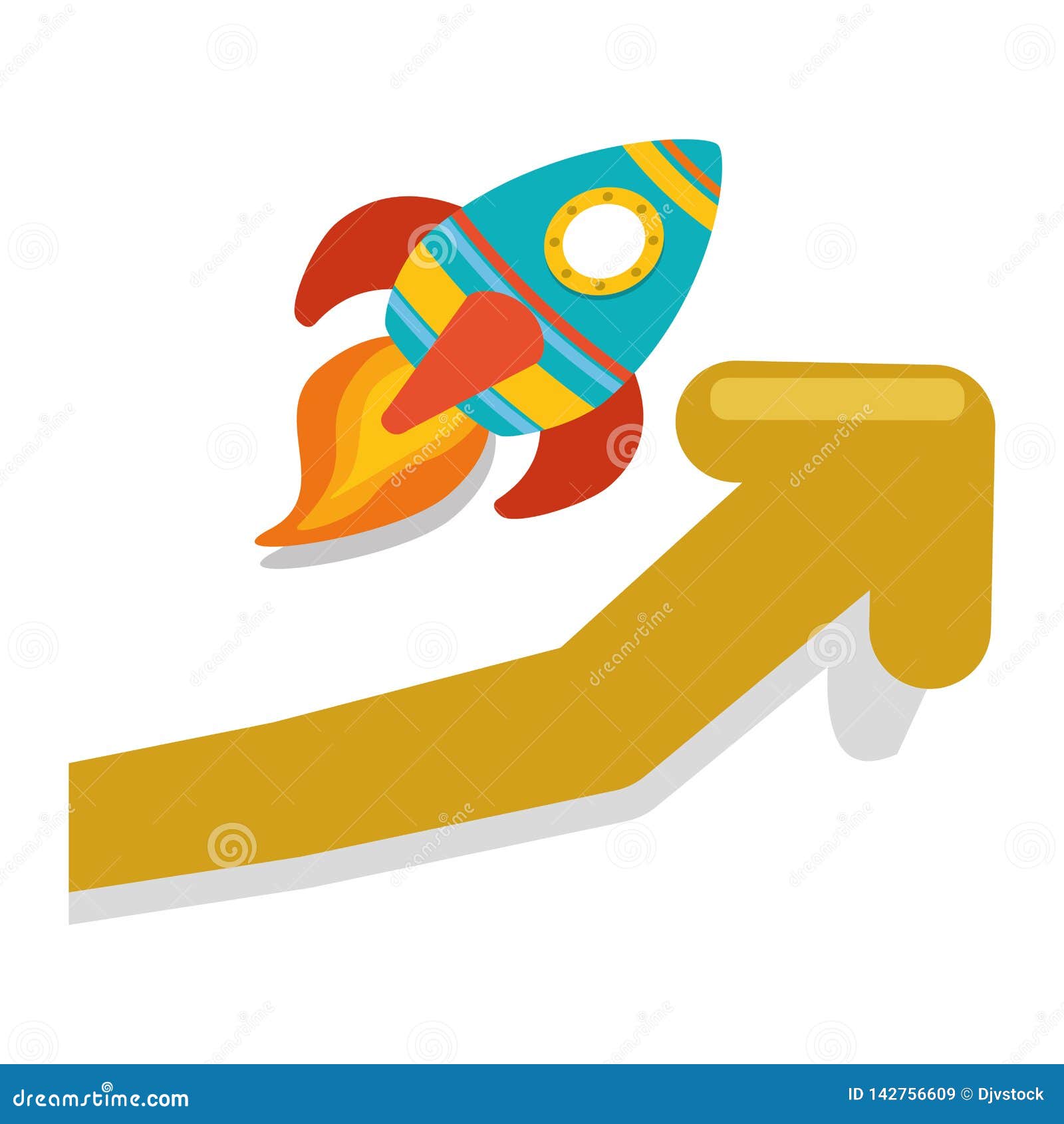 Space Rocket Flying with Arrow Stock Vector - Illustration of flight ...