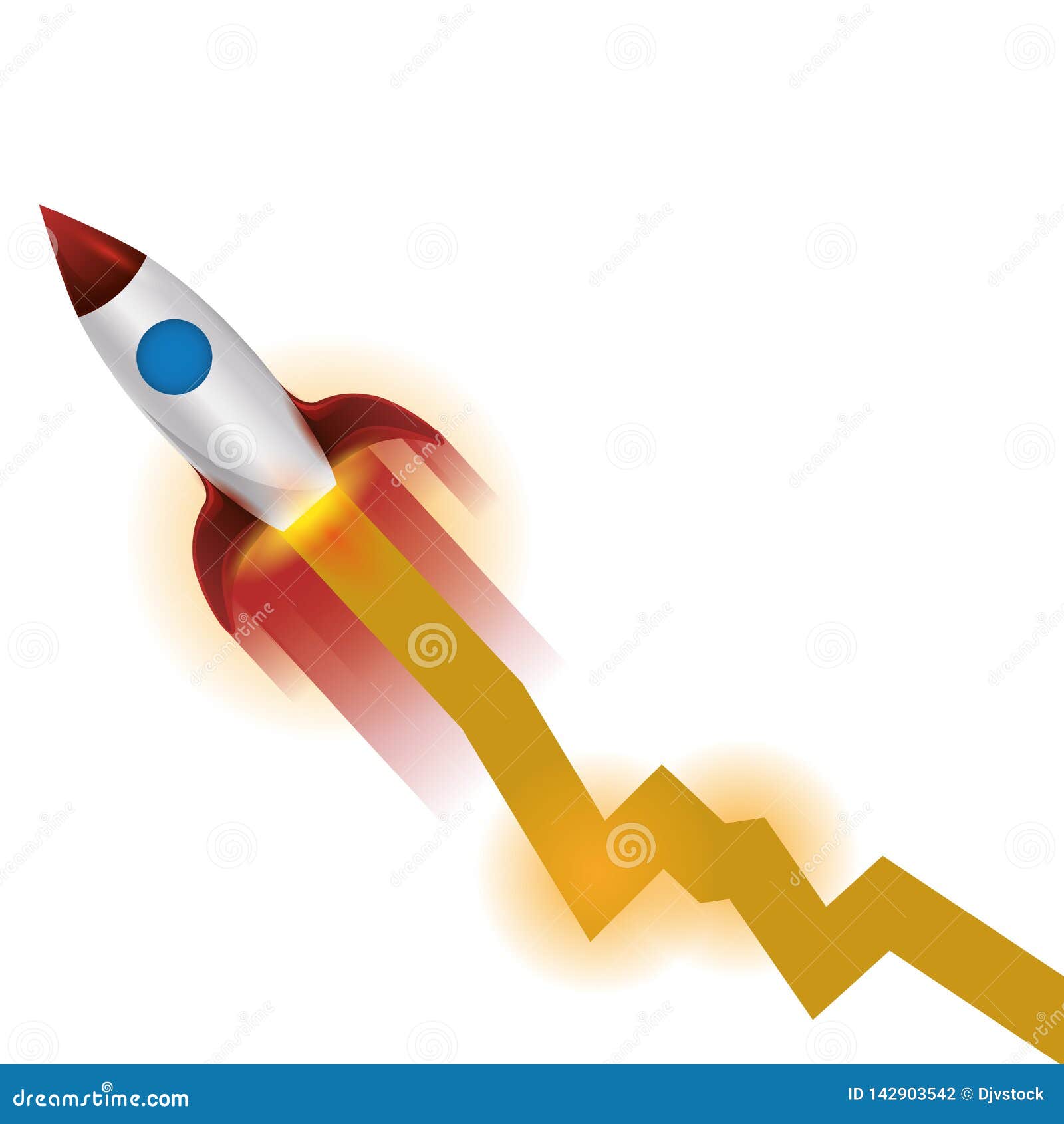 Space Rocket Flying with Arrow Stock Illustration - Illustration of ...