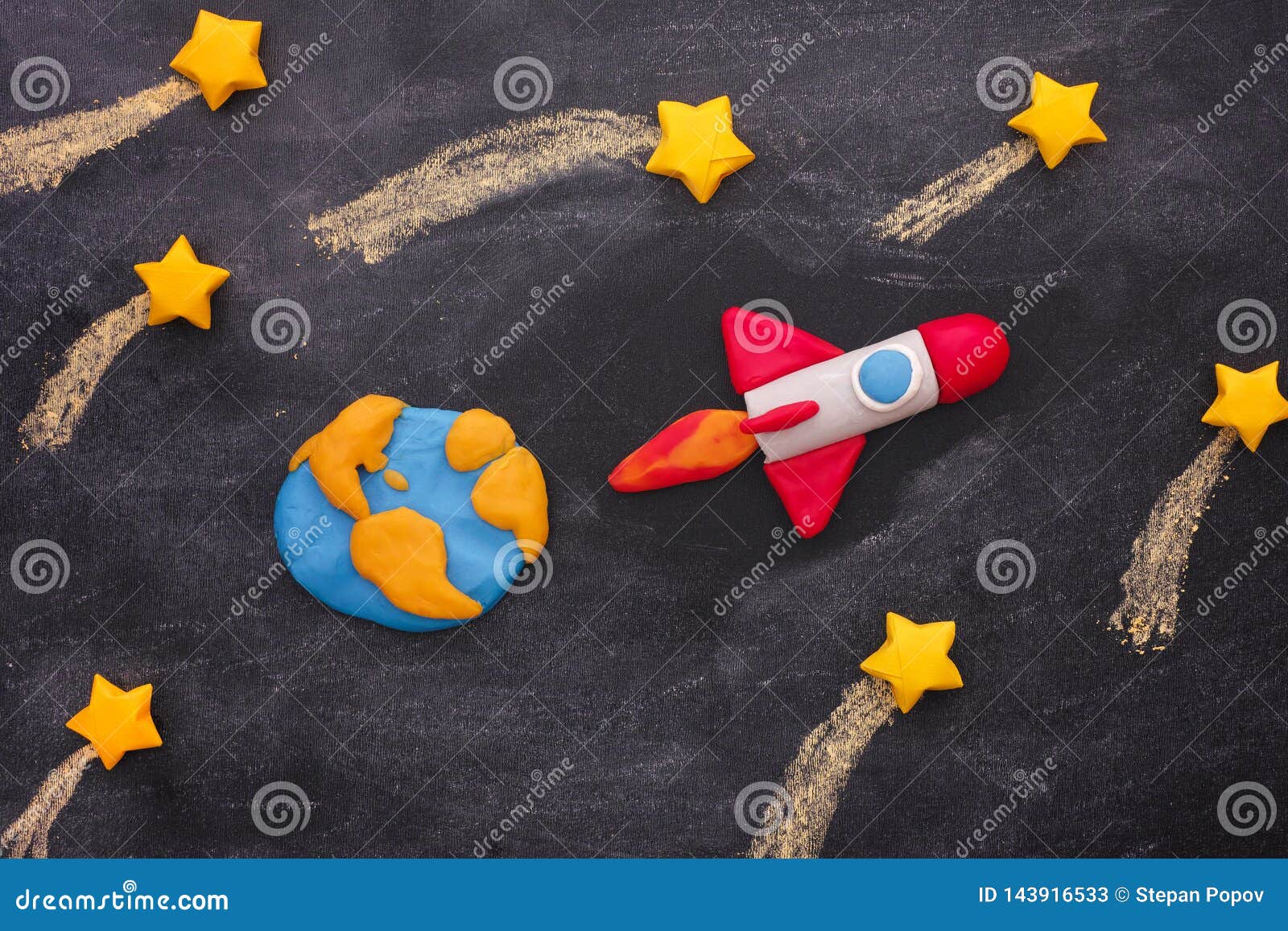 Space Rocket Flying through the Shooting Stars Stock Image - Image of ...