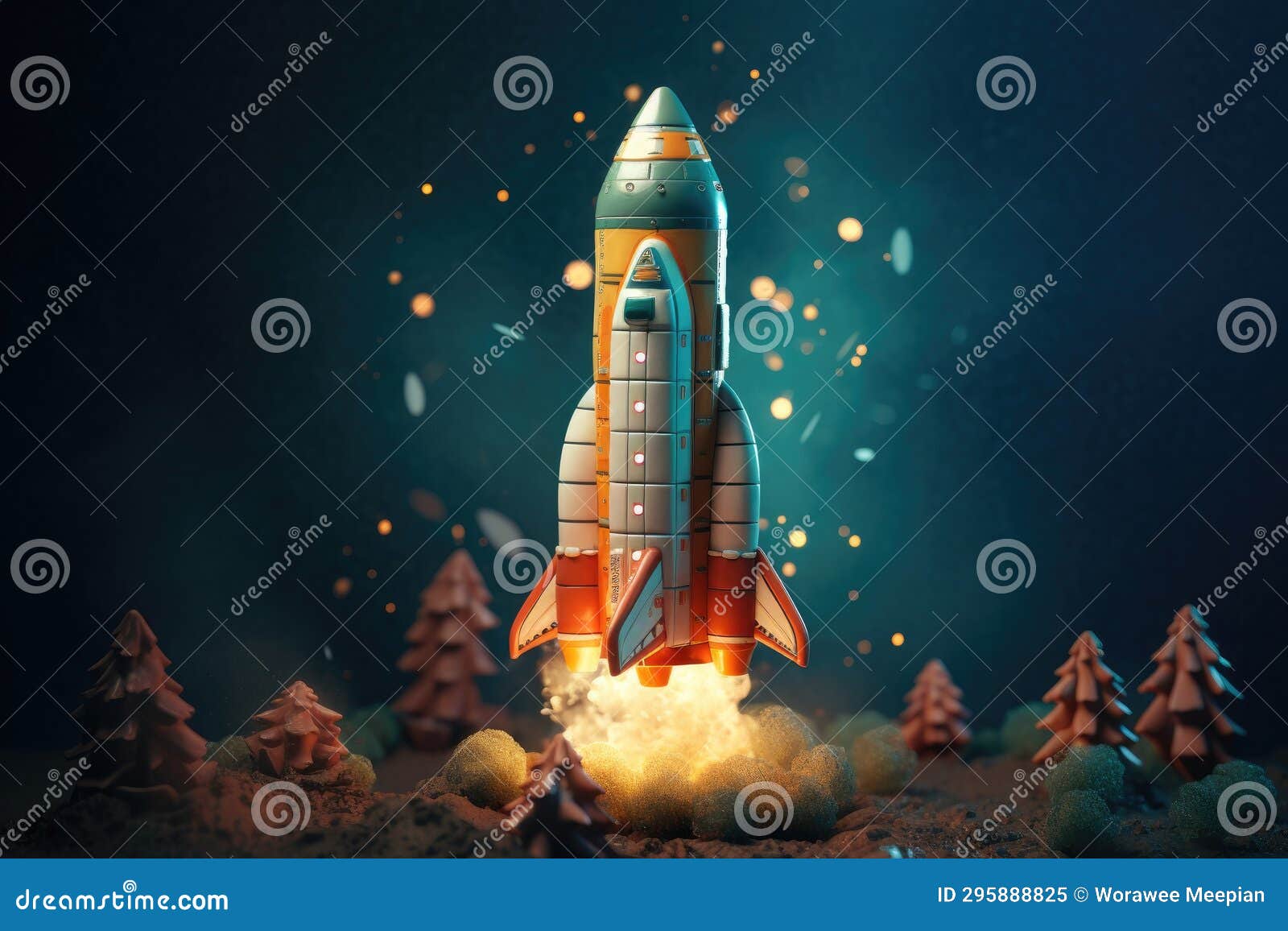 Space Rocket Flying. Startup and Begin Concept Stock Illustration ...