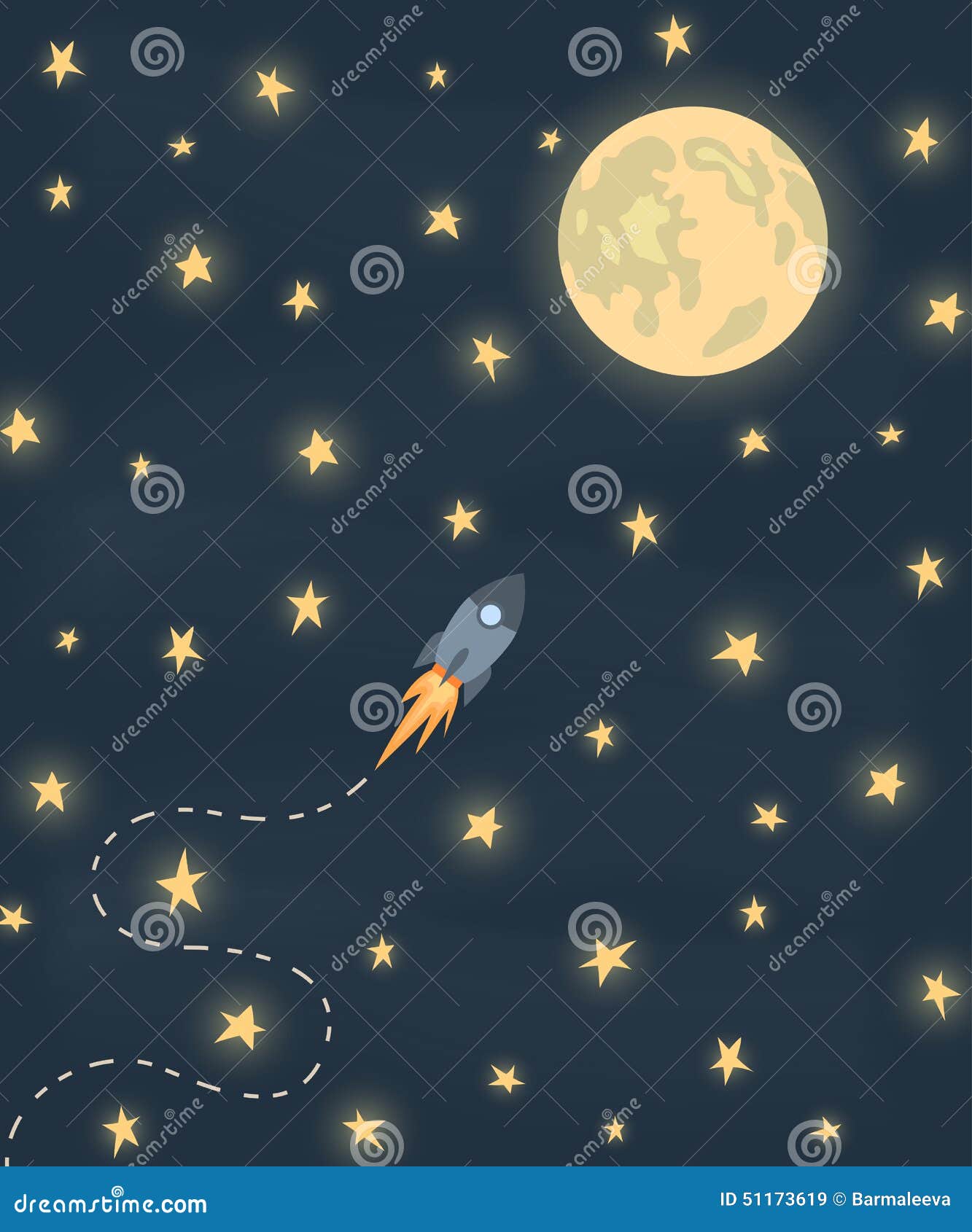 Rocket Flying Horizontally, Spaceship To Mars - Linear Stock ...