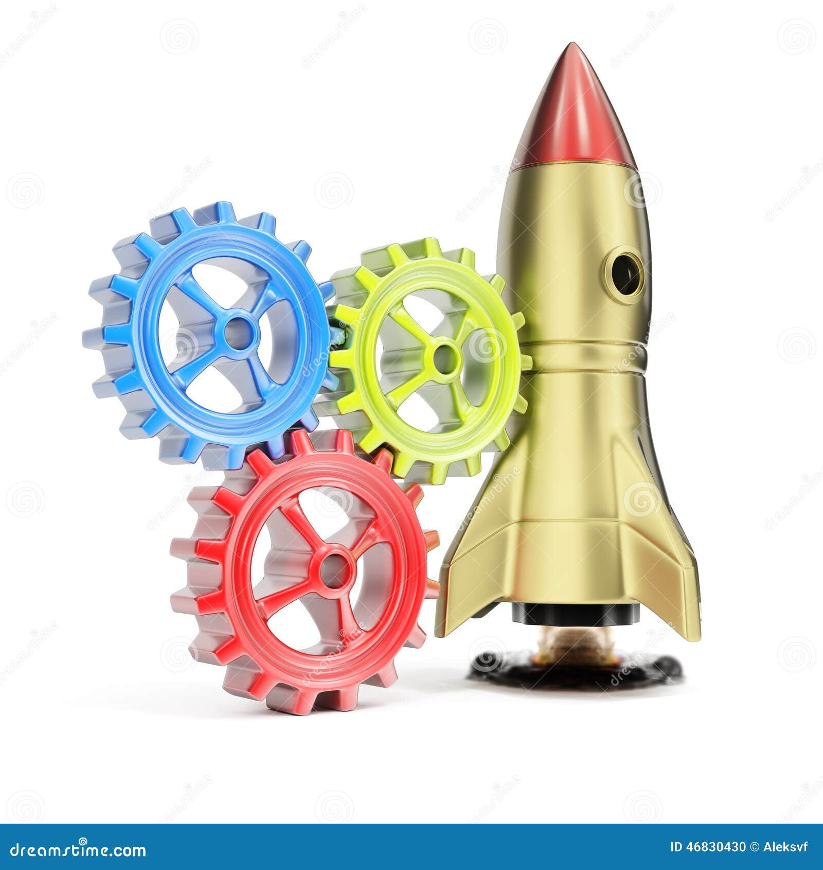 Space rocket and gears stock illustration. Illustration of start - 46830430
