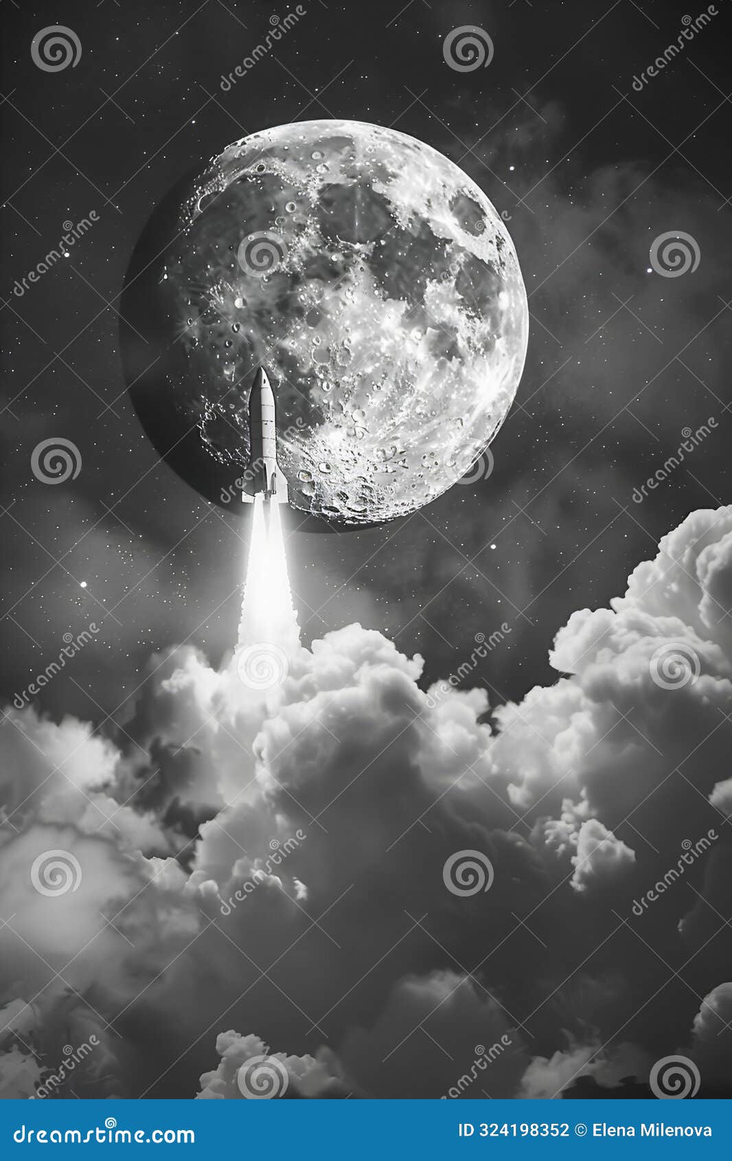 Space Rocket Heading To the Moon Stock Photo - Image of astronaut ...