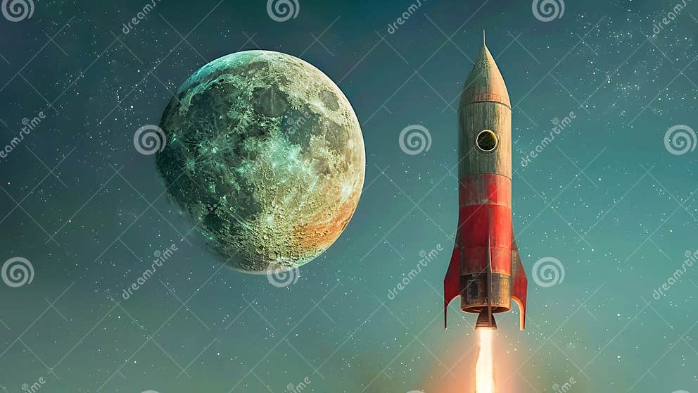 Space Rocket Heading To the Moon Stock Image - Image of speed ...