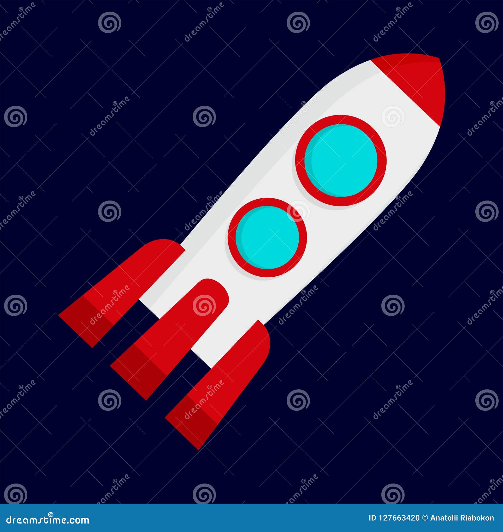 Space Rocket Icon, Flat Style Stock Vector - Illustration of journey ...