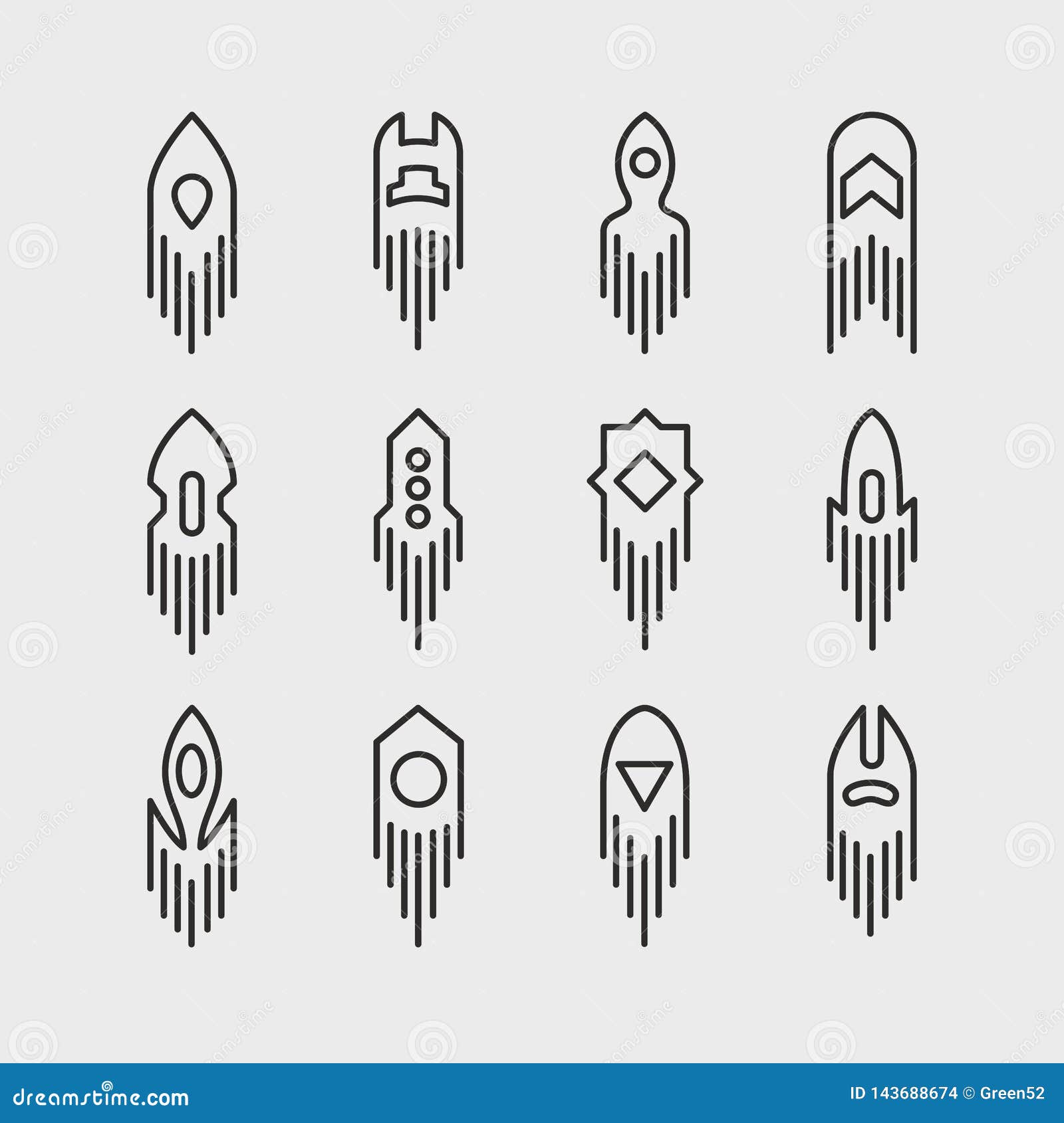 Space Rocket Icon Set stock vector. Illustration of flat - 143688674