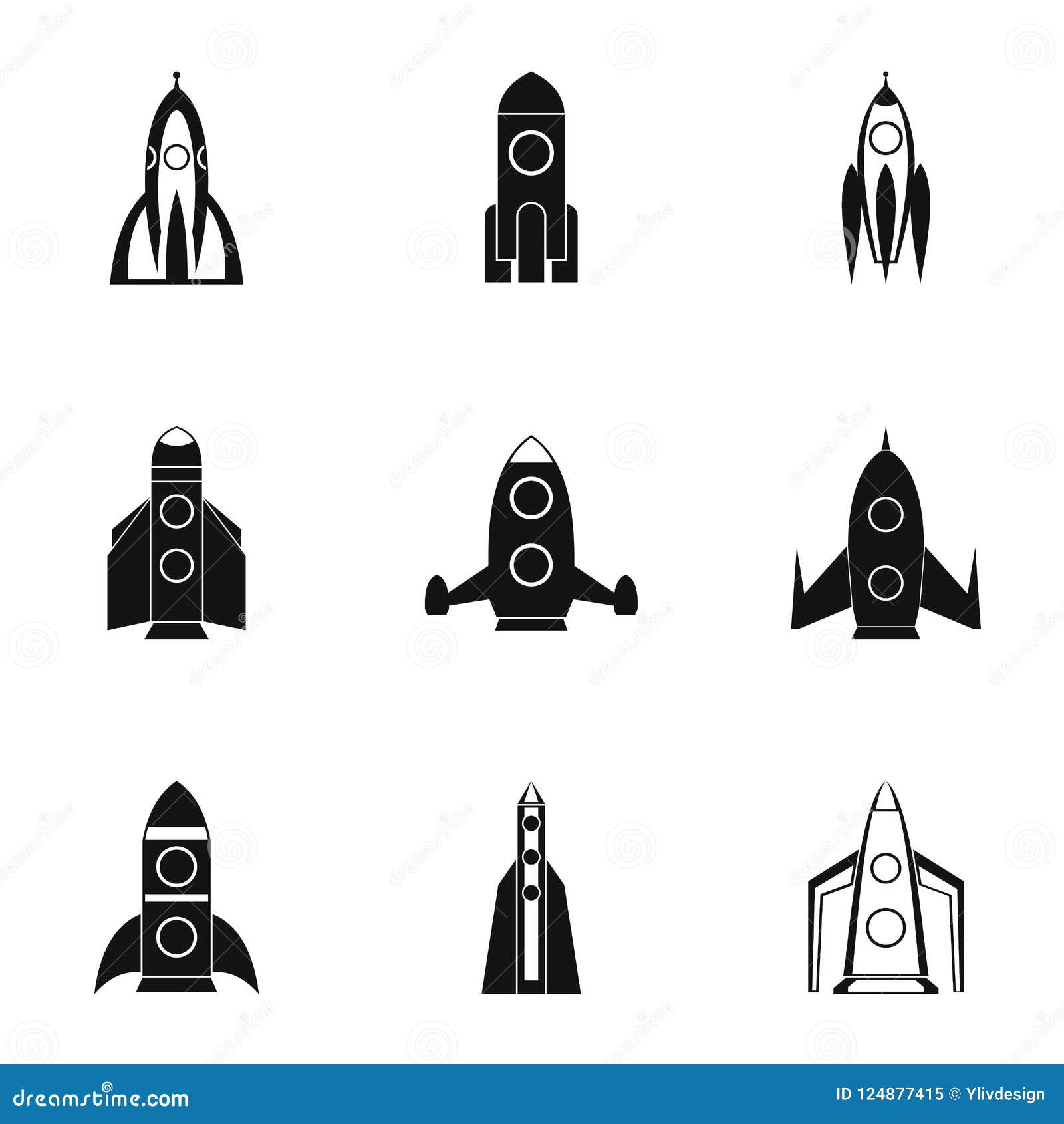 Space Rocket Icons Set, Simple Style Stock Illustration - Illustration ...