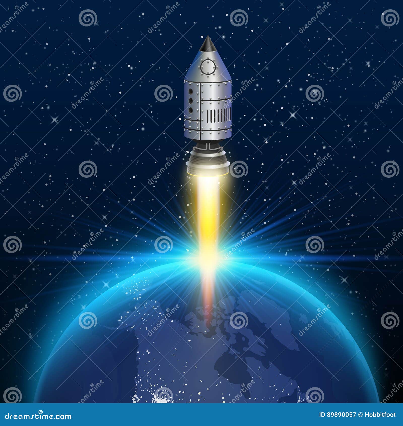 Space Rocket Launch Creative Art. Vector Illustration Stock Vector ...