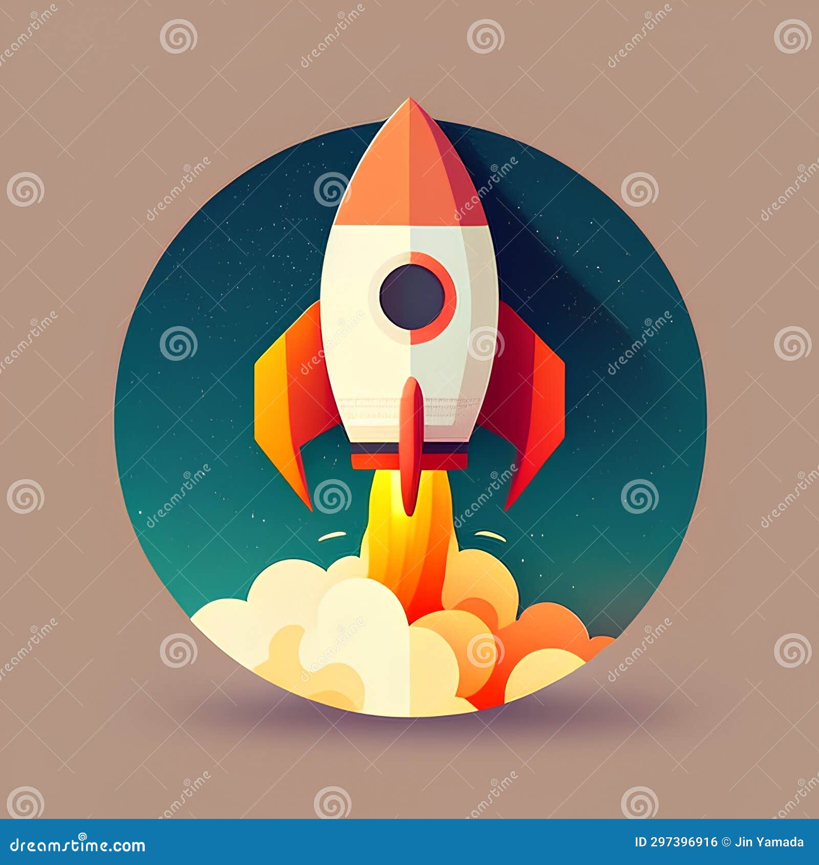 Space Rocket Launch. Flat Design. Vector Illustration. Eps 10 Stock Illustration - Illustration ...