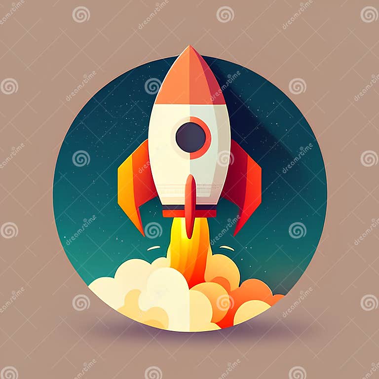 Space Rocket Launch. Flat Design. Vector Illustration. Eps 10 Stock Illustration - Illustration ...