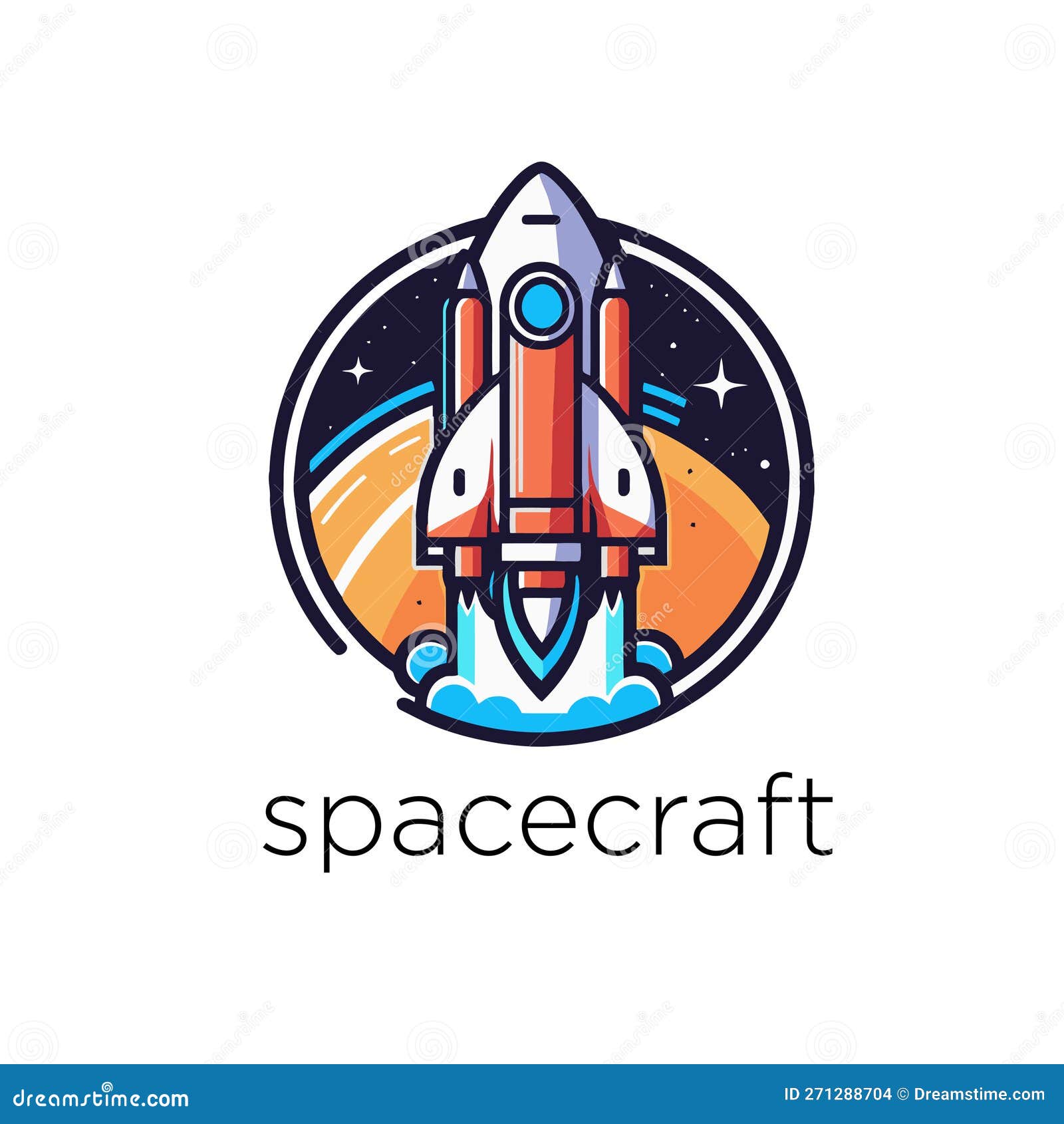 Rocket Launch Logo Template. Vector Illustration of a Rocket in a ...