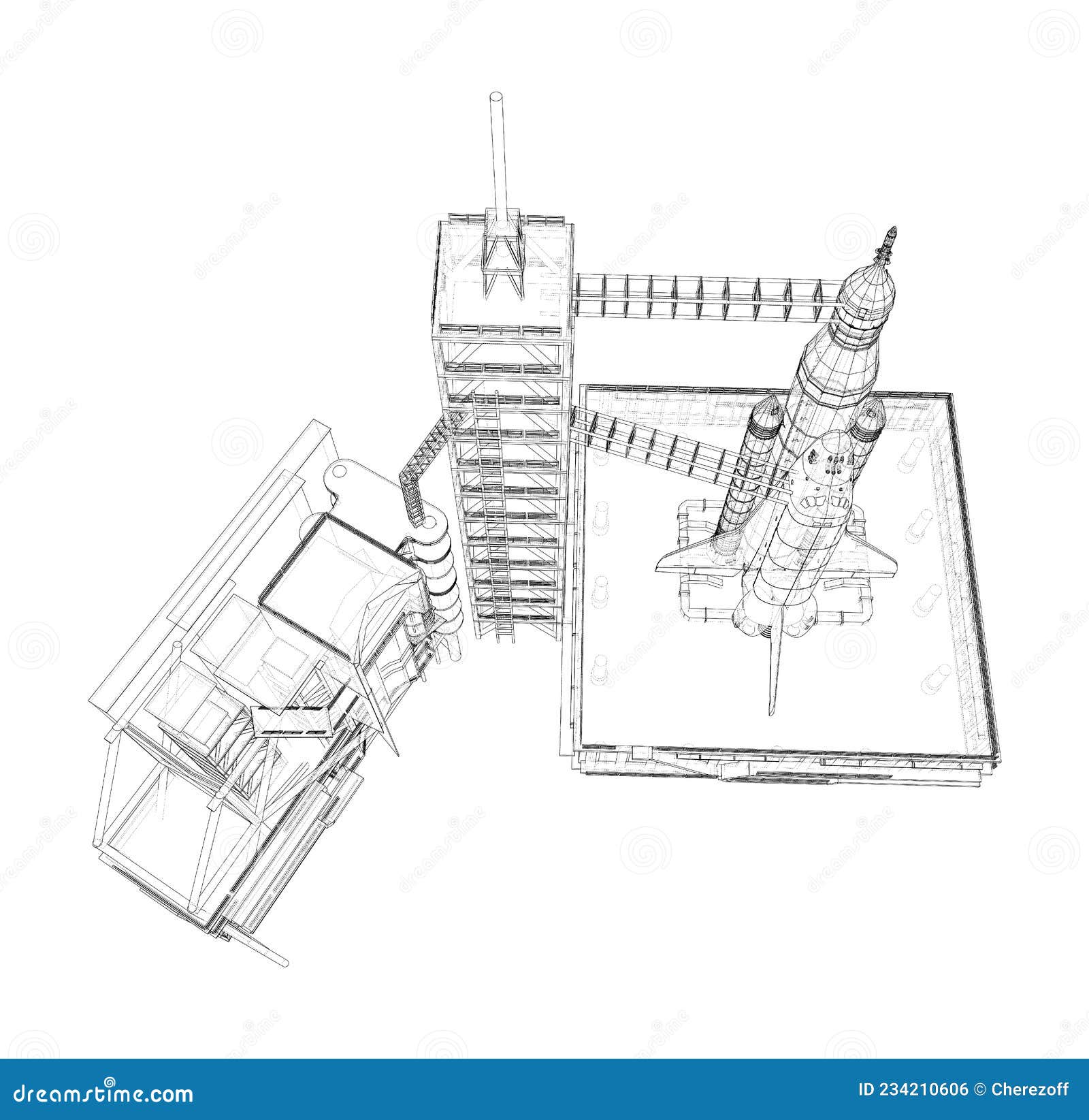 Space Rocket on Launch Pad. Vector Stock Vector - Illustration of ...