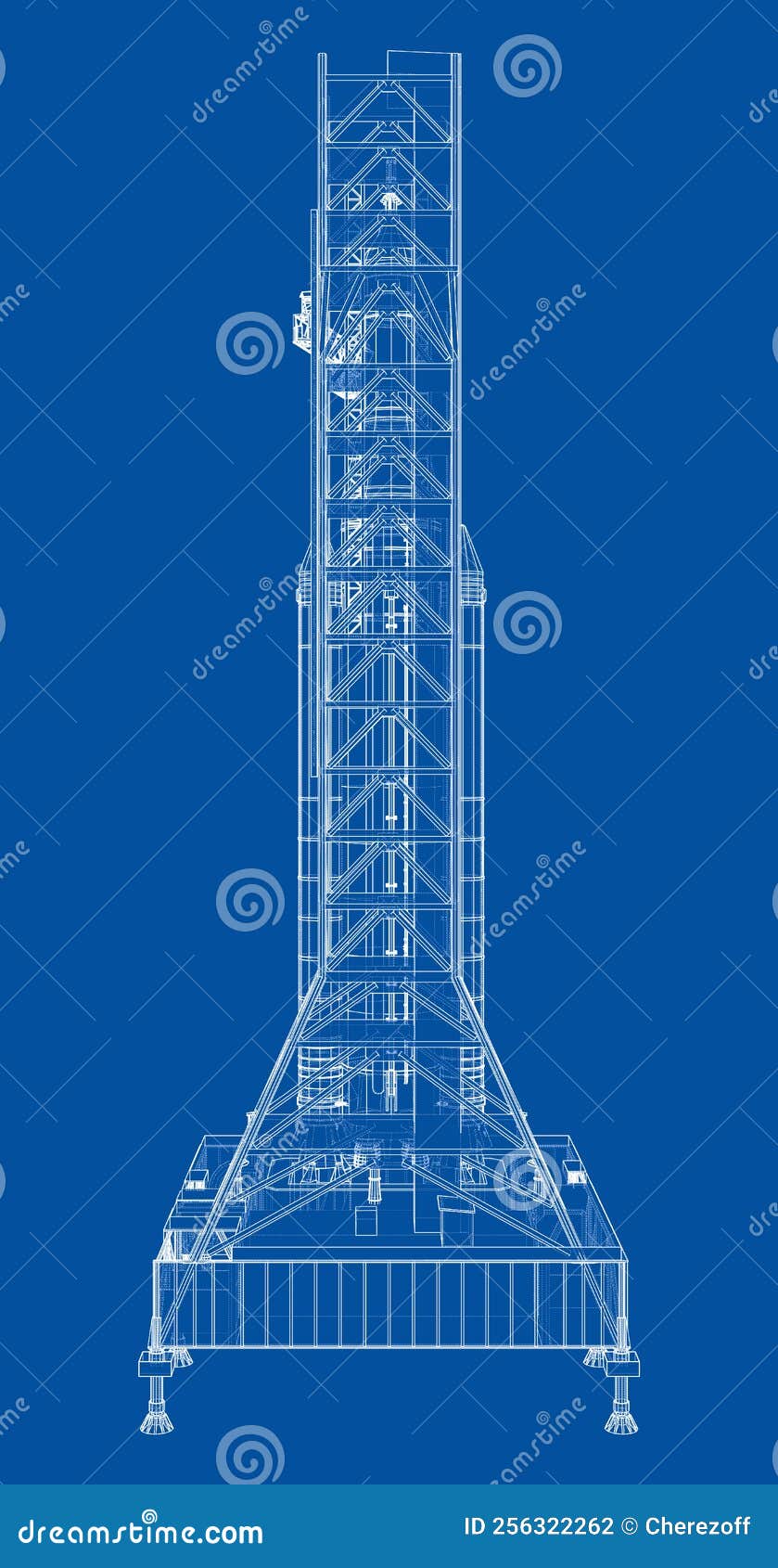 Space Rocket on Launch Pad. Vector Rendering of 3d Stock Vector ...