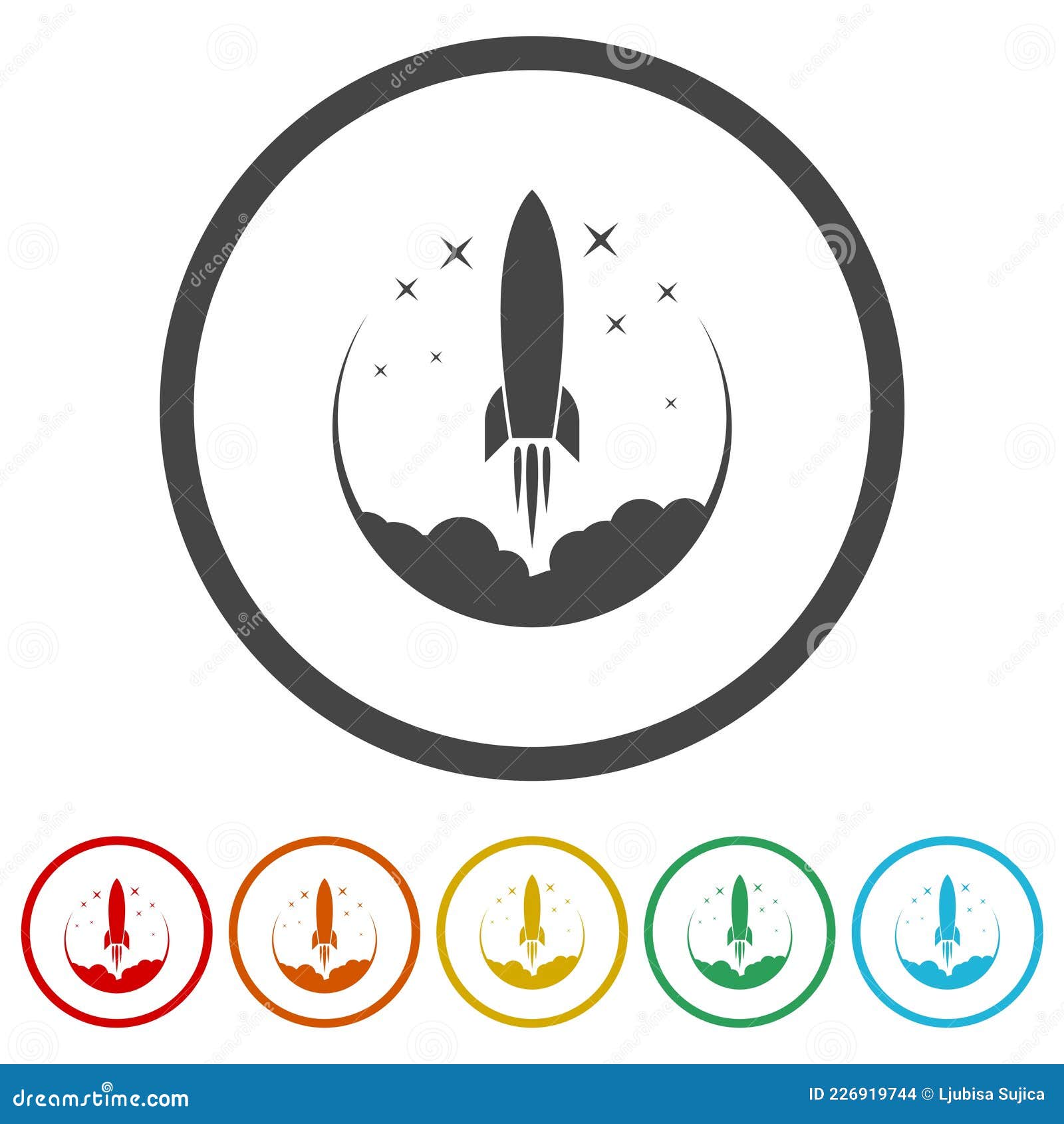 Space Rocket Launch Ring Icon Isolated on White Background Stock Vector ...