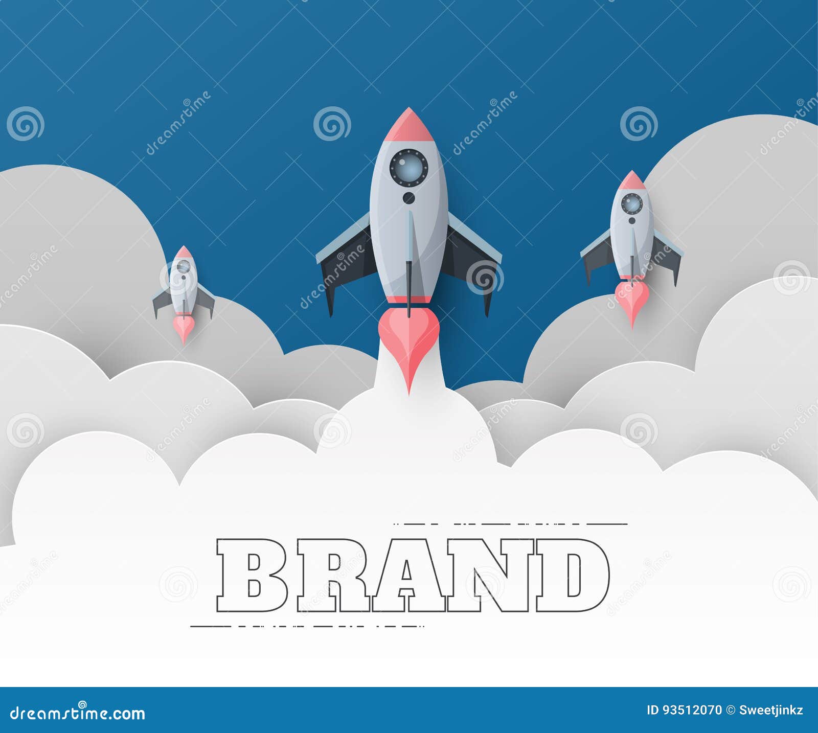 Space Rocket Launch. Start Up Concept Flat Style. Vector Illustration ...