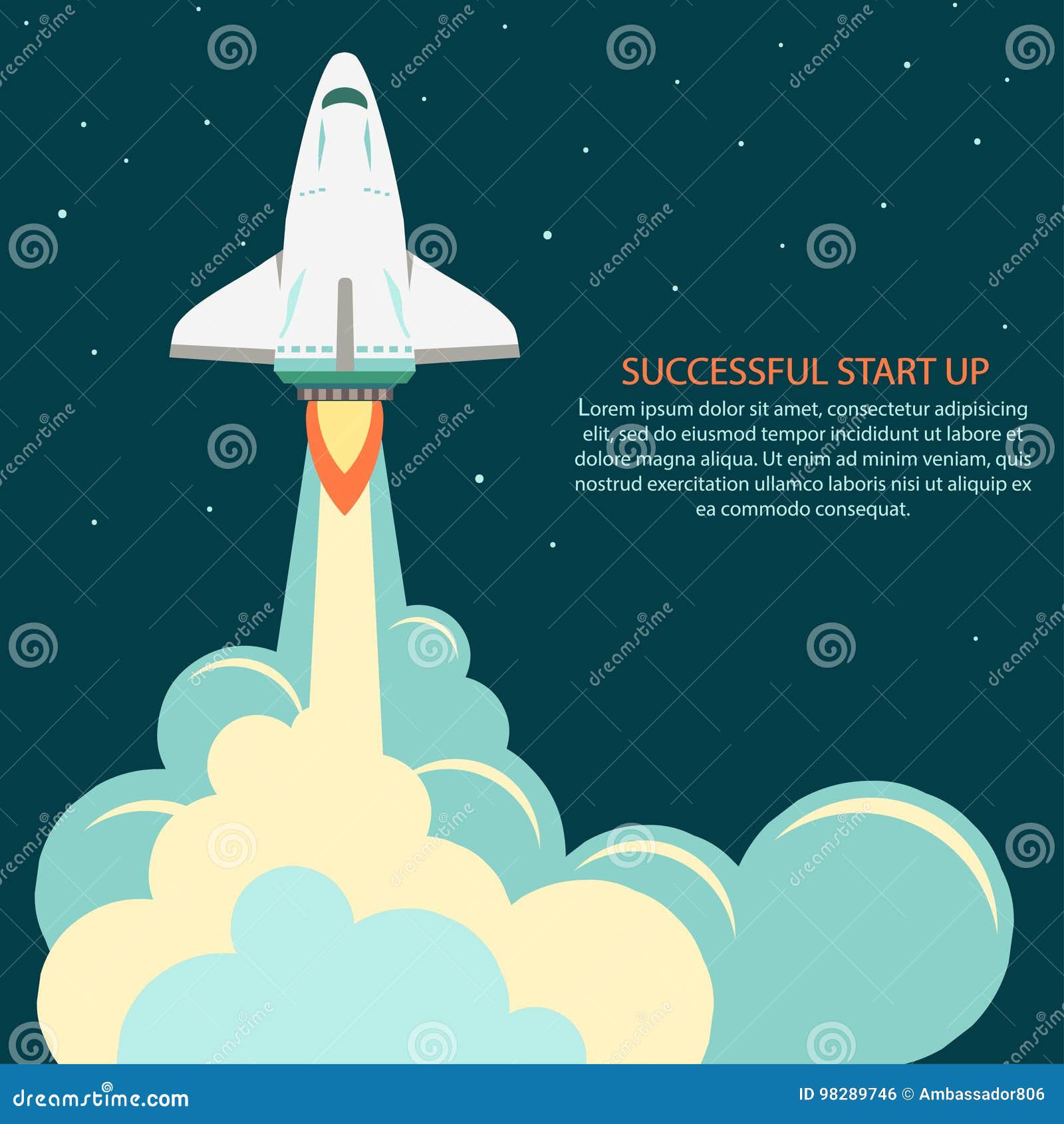 Space Rocket Launch. Start Up Stock Vector - Illustration of cartoon ...