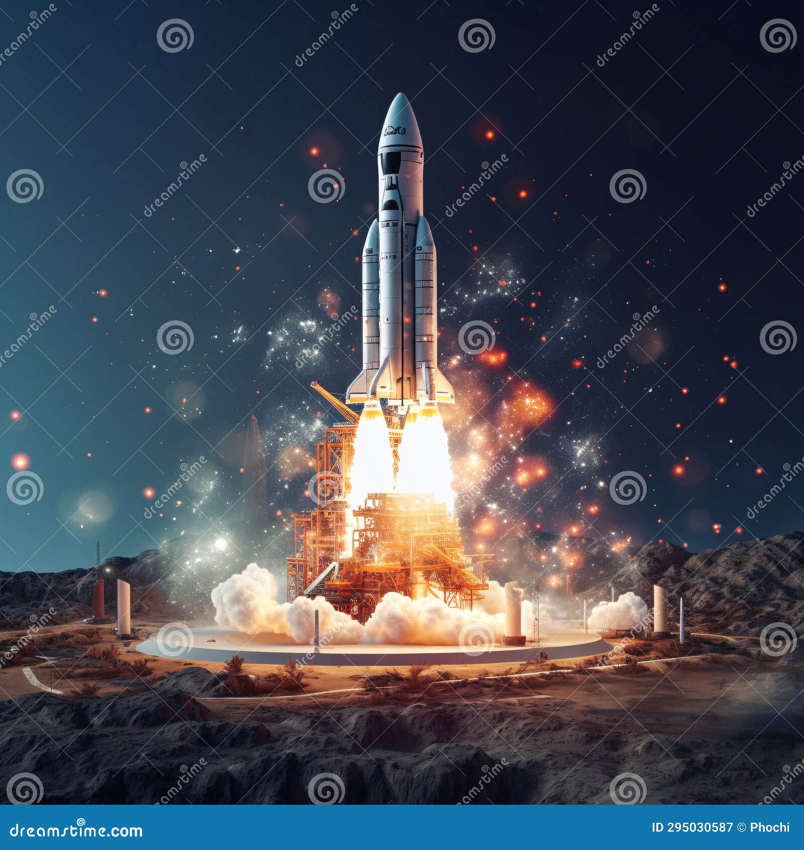 Space Rocket Launch and Technology Development Stock Illustration ...