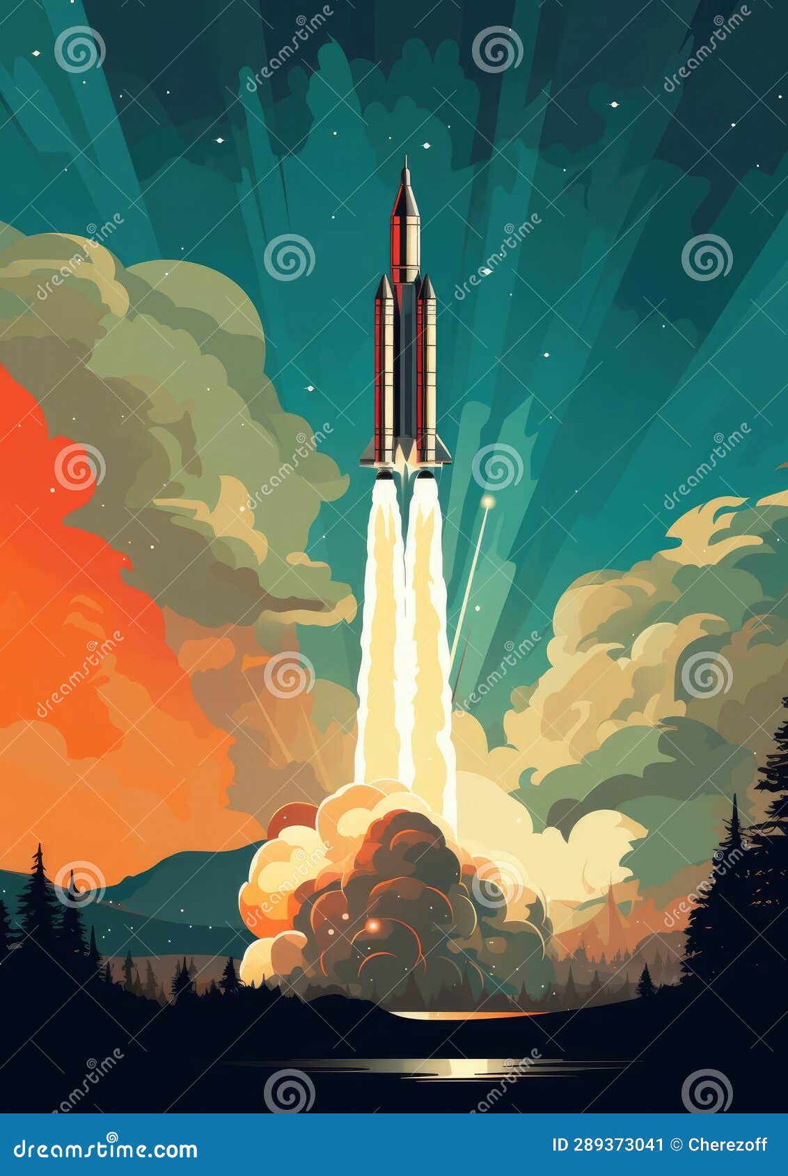 A Space Rocket is Launched into Space Stock Image - Image of rocket ...