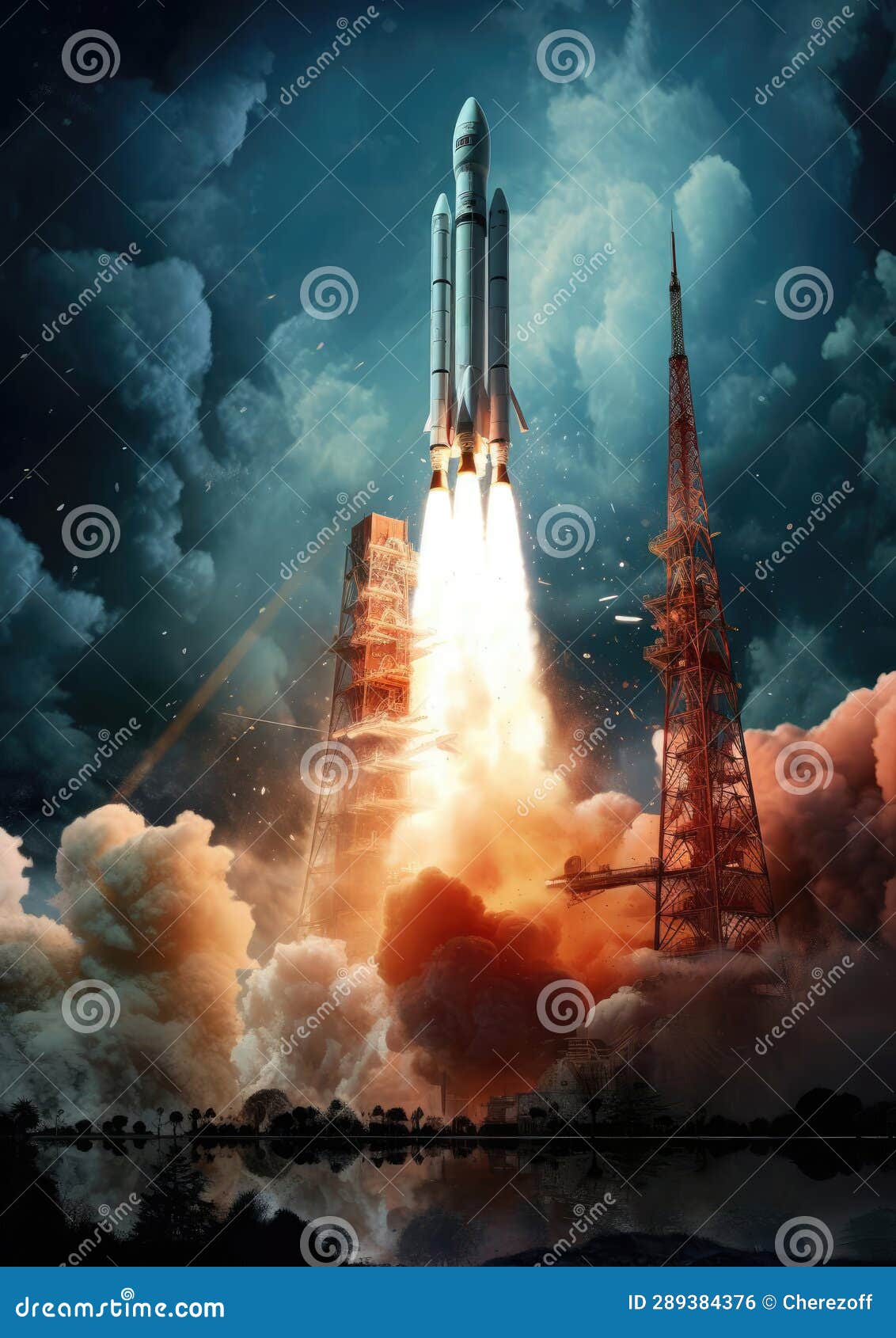 A Space Rocket is Launched into Space Stock Photo - Image of system ...
