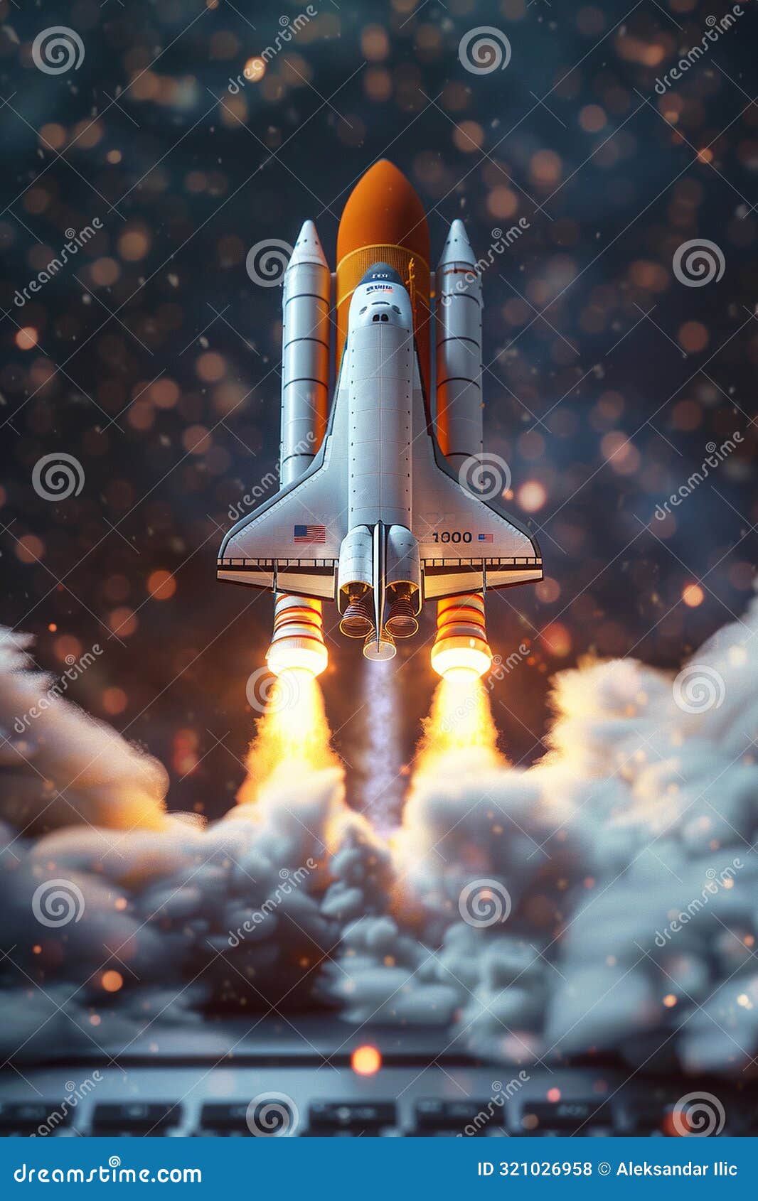 Space Rocket Launched from the Laptop Computer. Generative Ai Stock ...