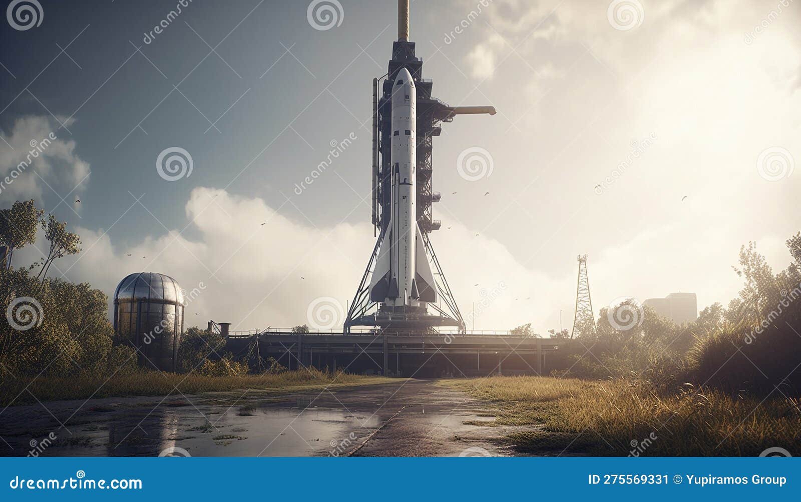 Space Rocket Launcher in Platform Generated by AI Stock Image - Image ...