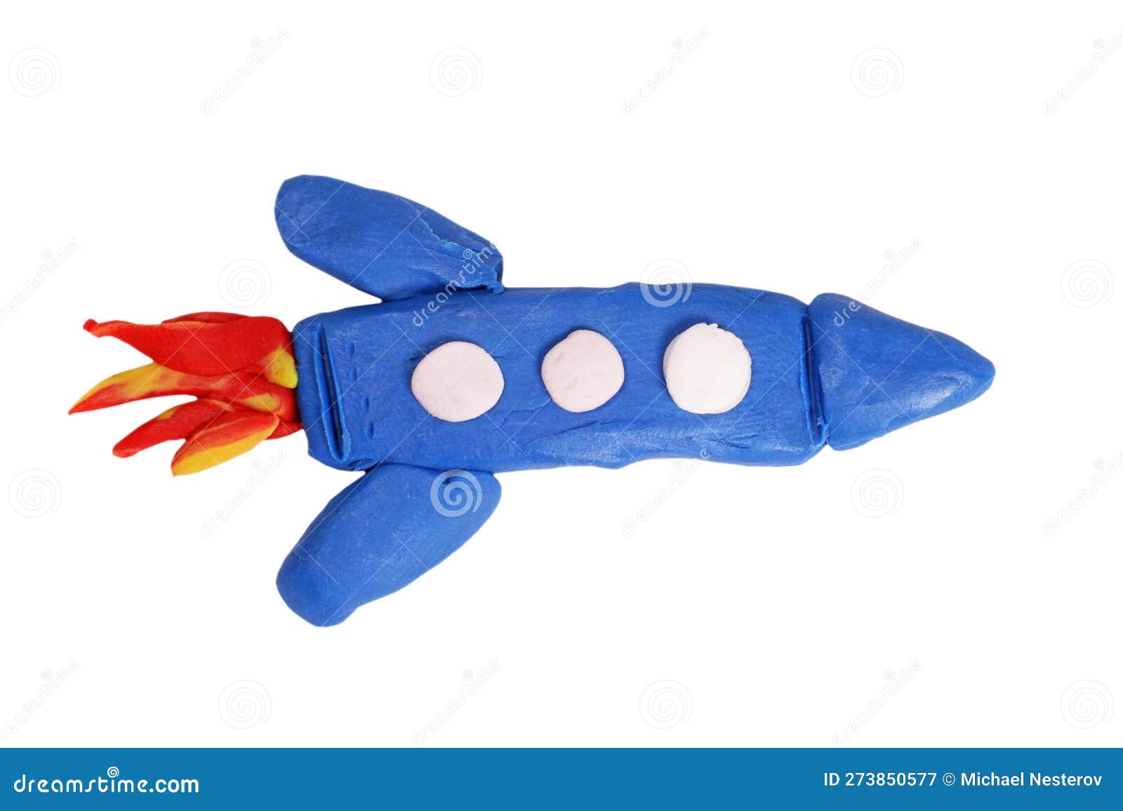 Space Rocket Made of Plasticine Isolated on White Stock Image - Image ...