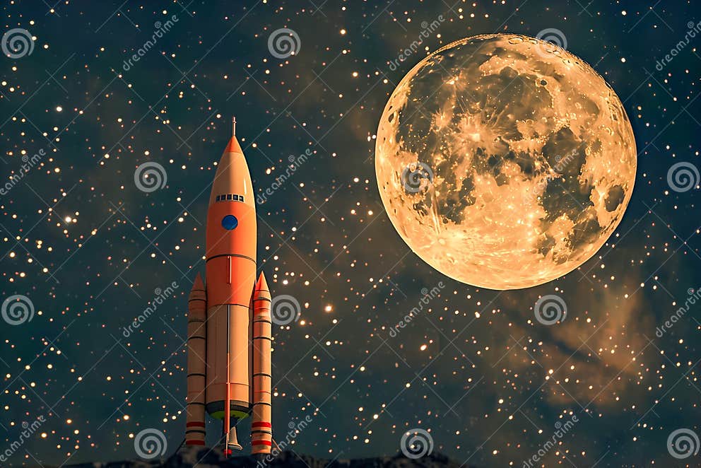 Space Rocket on a Mission To the Moon Stock Photo - Image of universe ...
