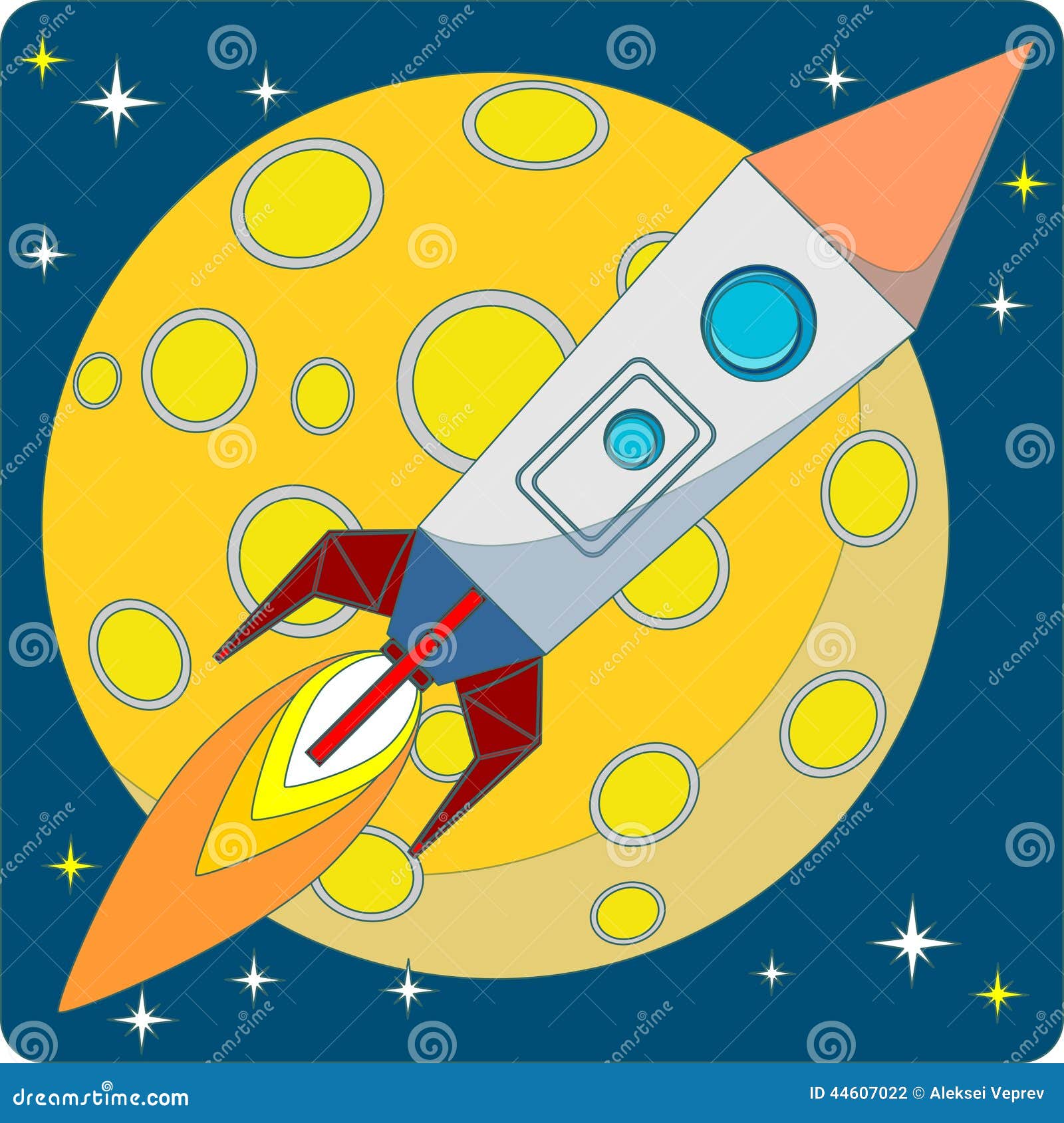 Space Rocket on Moon Background Vector Stock Vector - Illustration of ...
