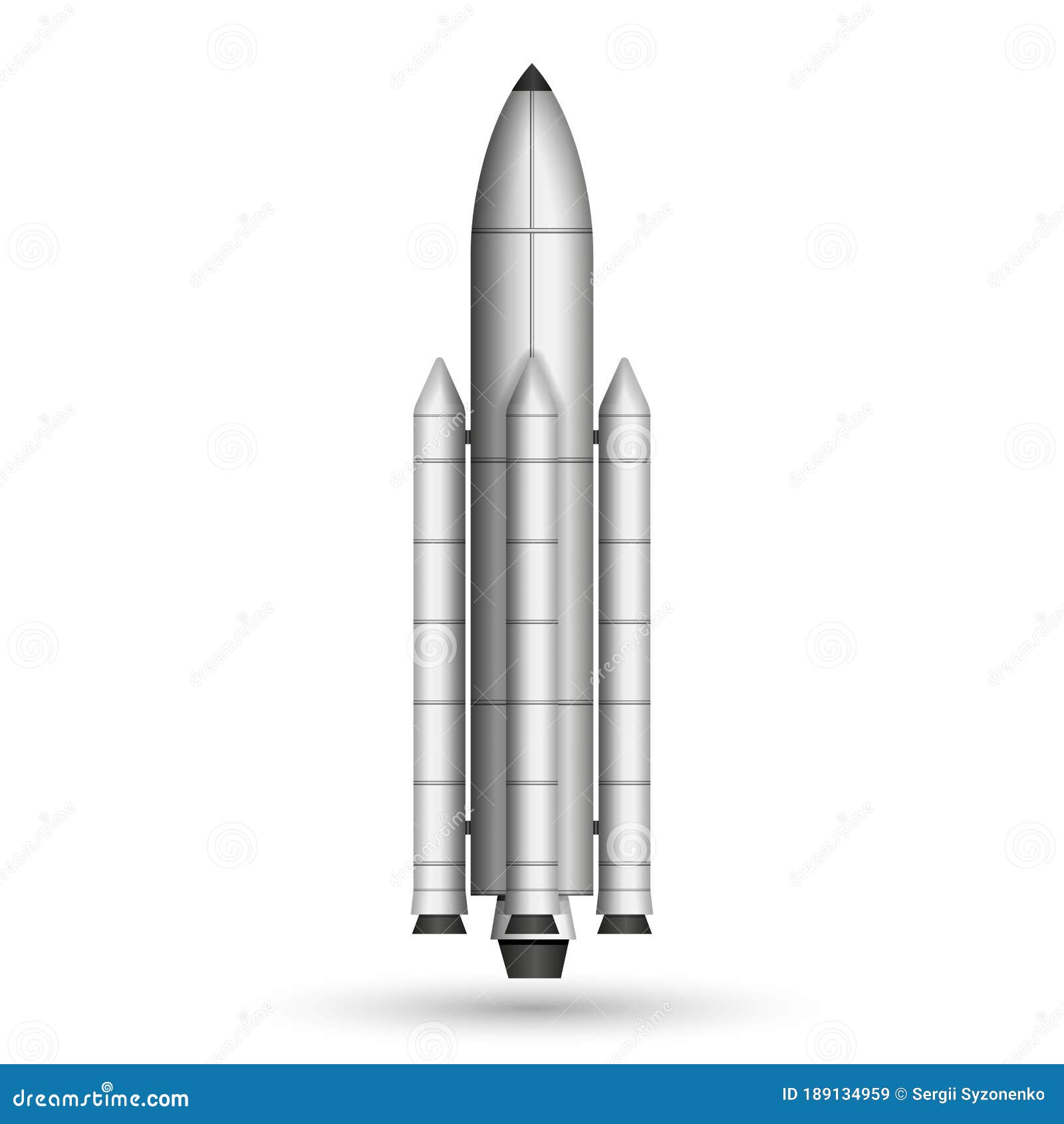 Rocket. Realistic Heavy Rocket And Space Module. 3D Spacecraft Mockup ...