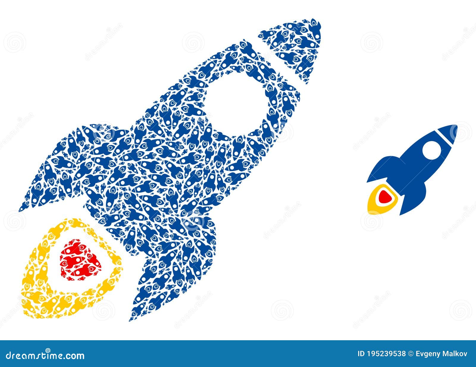 Space Rocket Recursive Collage of Self Icons Stock Vector ...