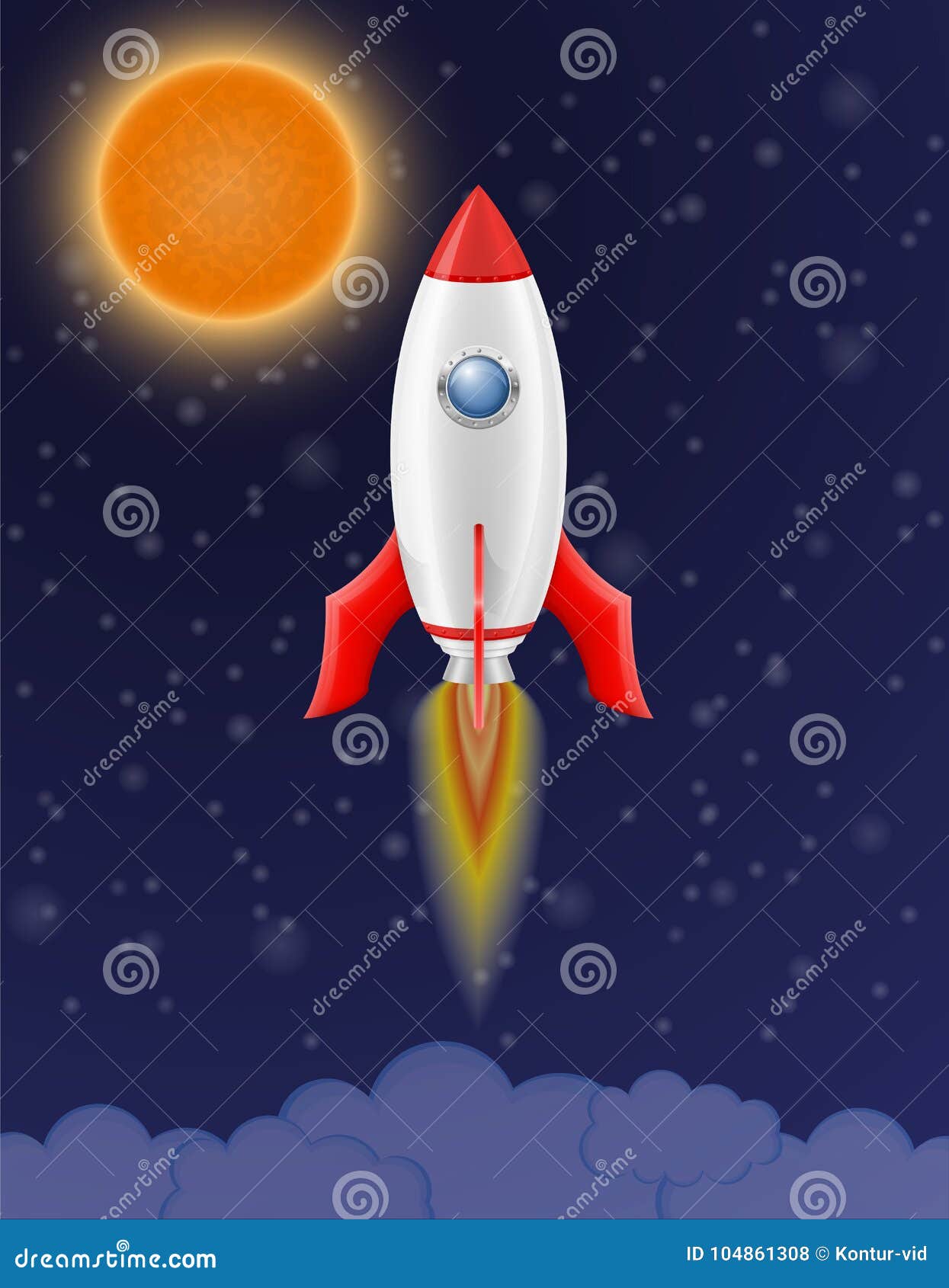Space Rocket Retro Spaceship Vector Illustration Stock Vector ...