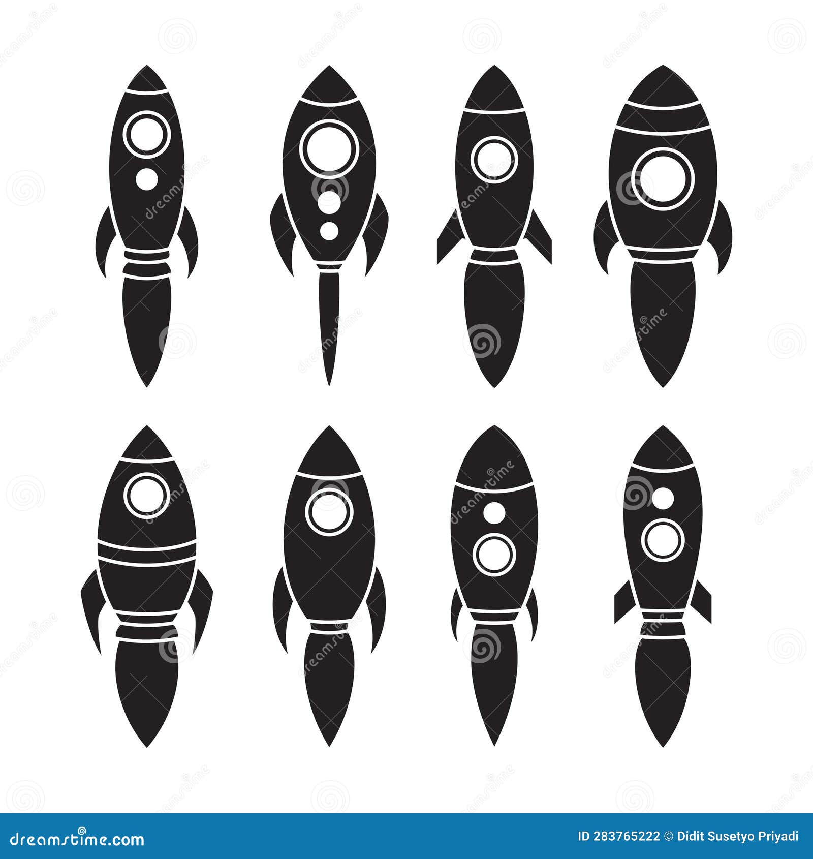 Rocket Silhouette Illustration Astronaut Vehicle Icon. Rocket Launch ...