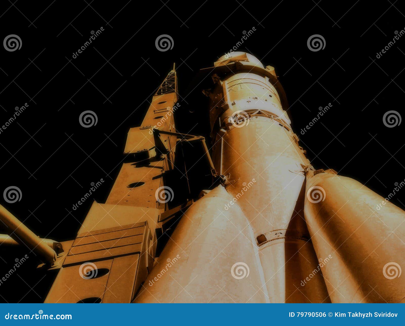 Space Rocket at the Start of the Image in Retro Style Stock Photo ...