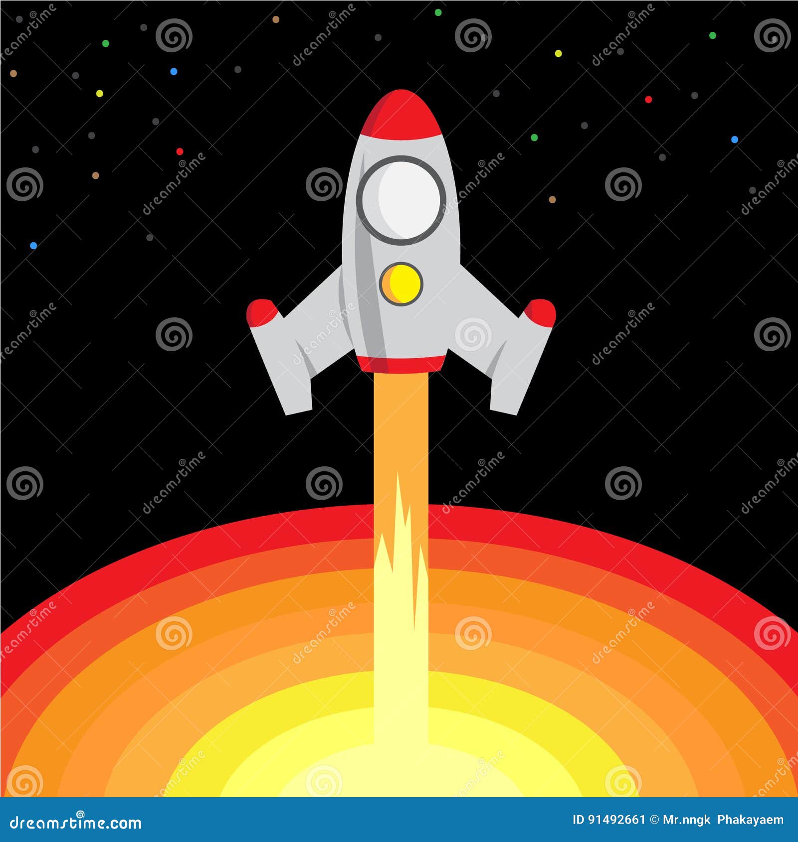 Space Rocket Start Up and Launch Stock Vector - Illustration of flying ...