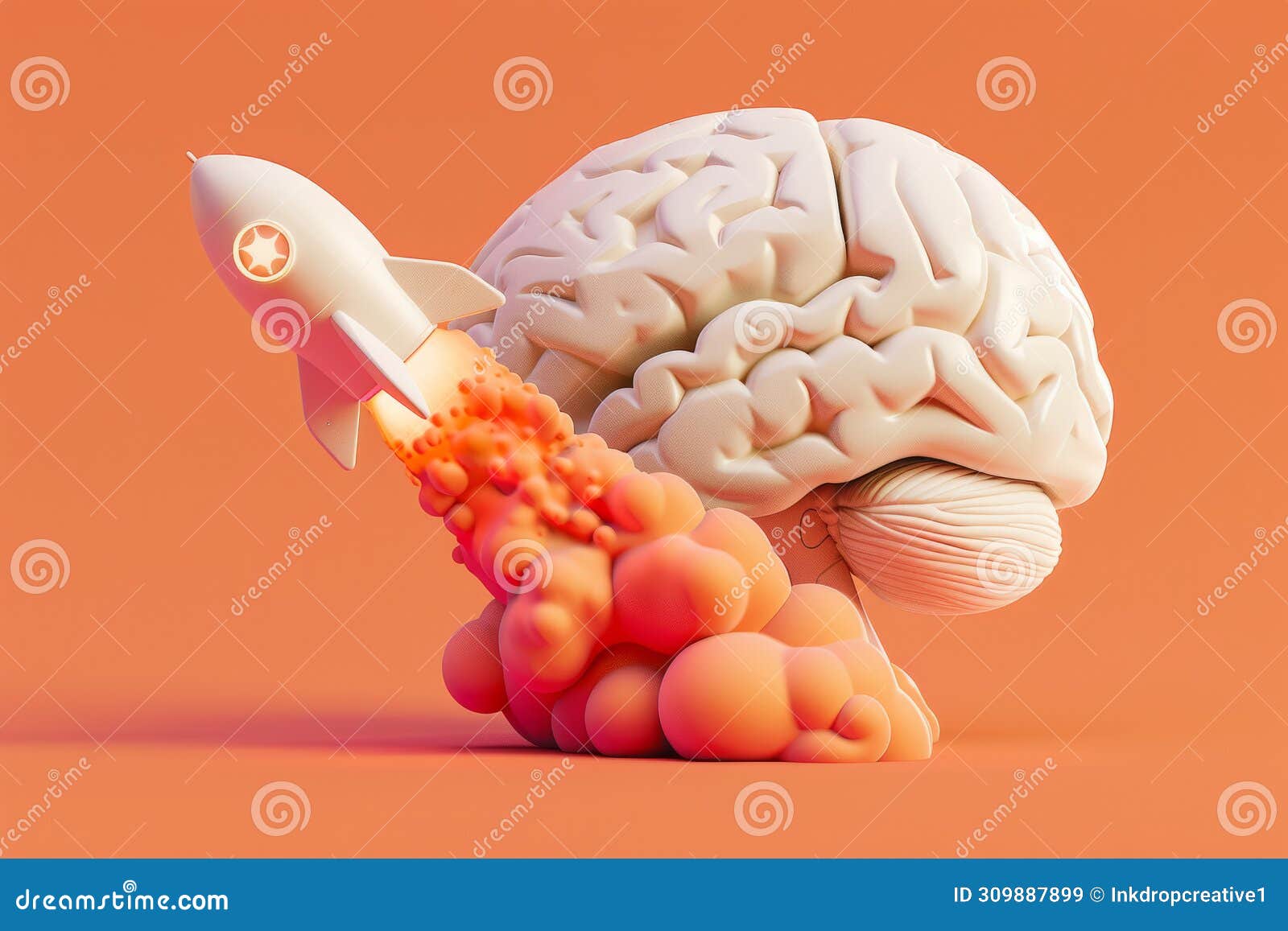 A Space Rocket Taking Off From A Brain Stock Image | CartoonDealer.com #309887899