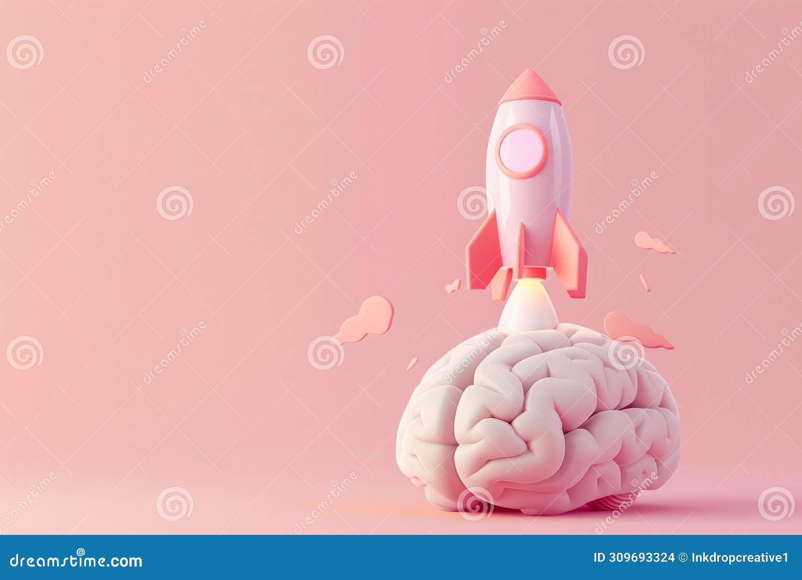 A Space Rocket Taking Off from a Brain Stock Photo - Image of success ...