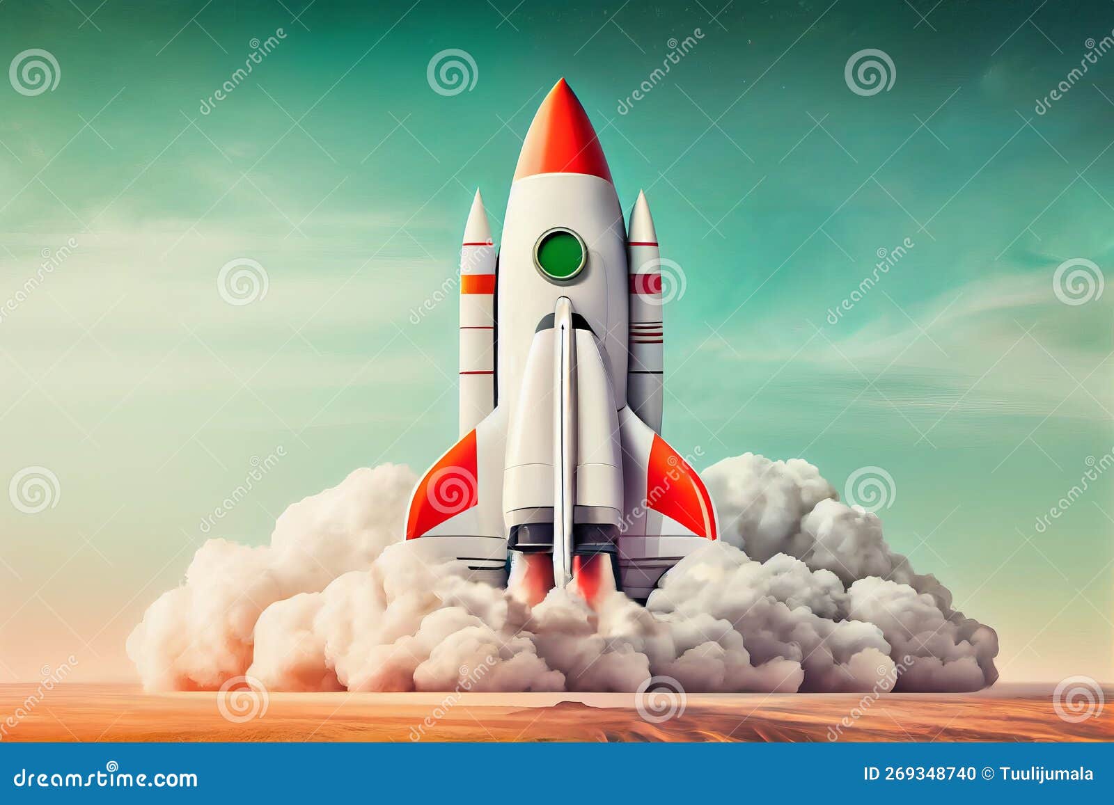 Space Rocket Taking Off the Ground Concept Illustration. Startup ...