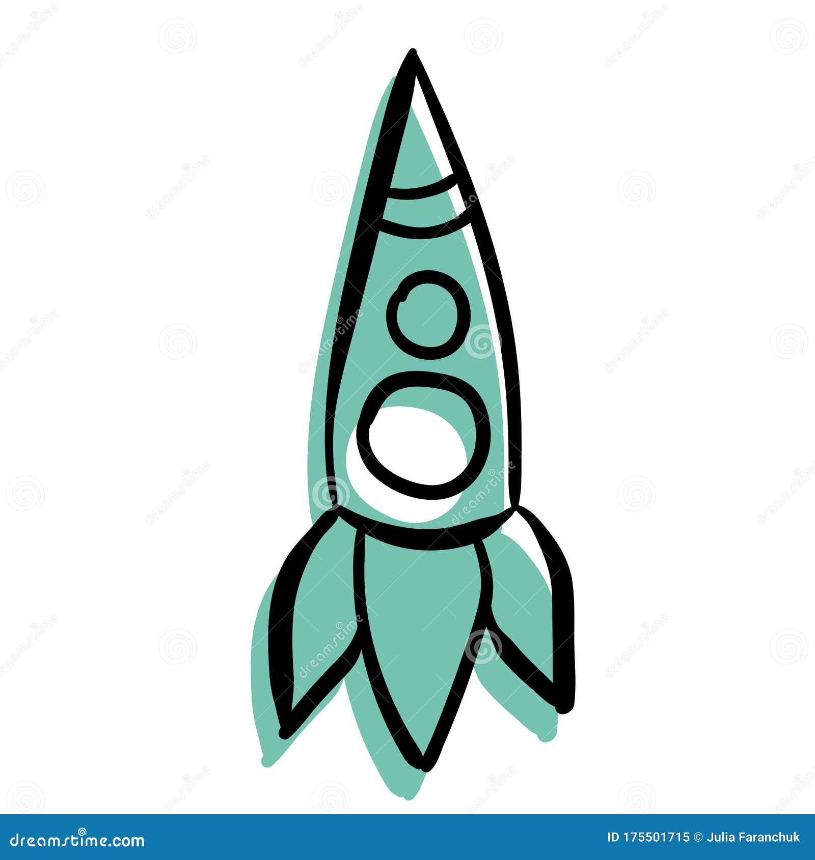 Space Rocket. Vector Doodle Illustration. Isolated on White. Stock ...