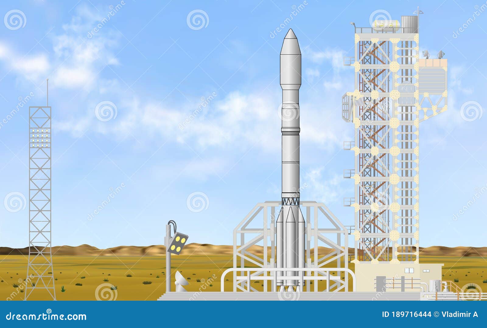 Space Rocket On Space-vehicle Launching Site Or Table Consisting Of ...