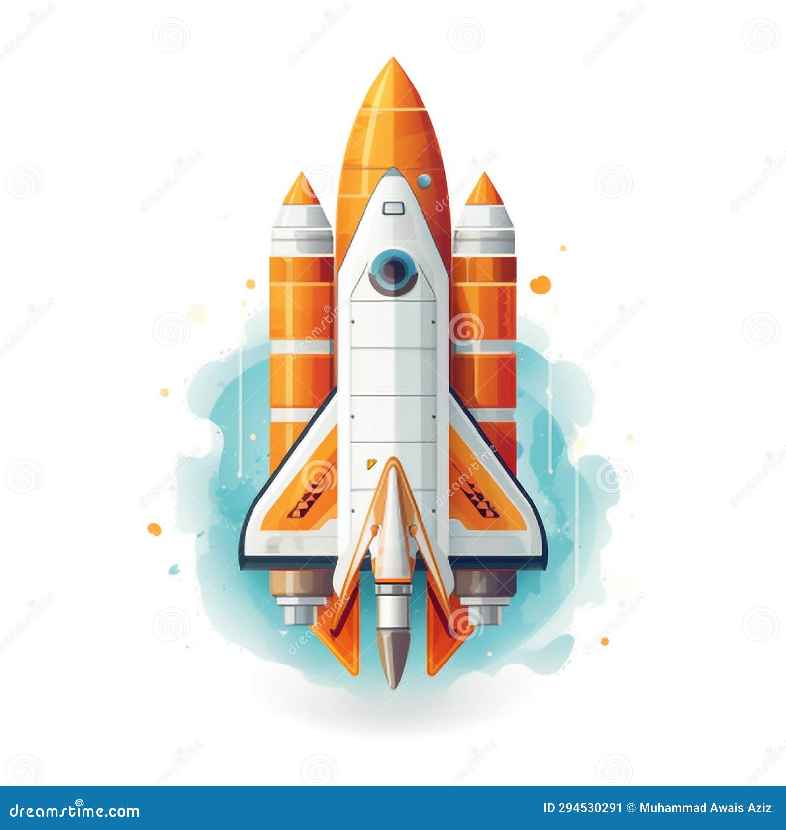 Space Rocket on a White Background Stock Illustration - Illustration of ...