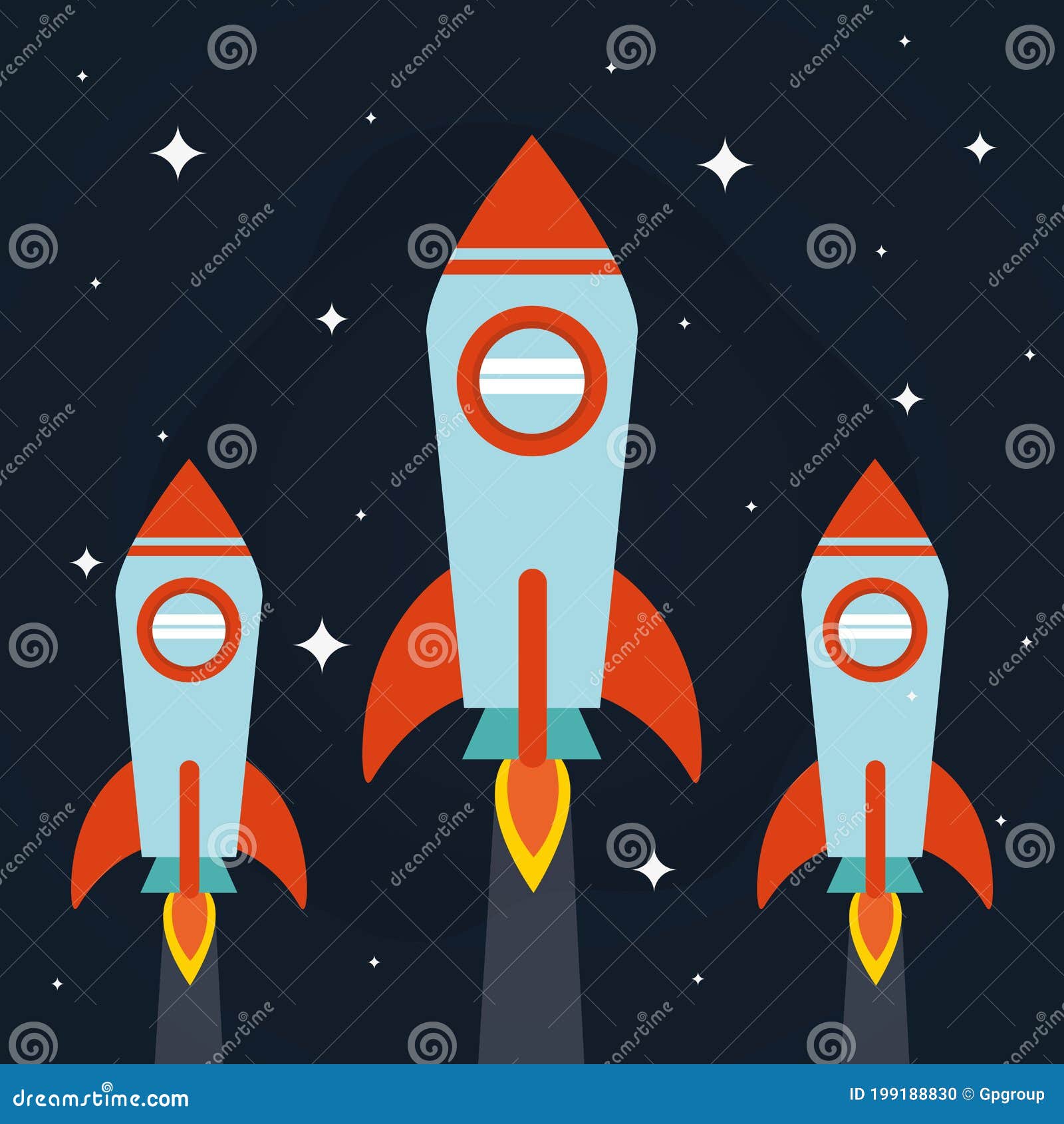 Space Rockets on Starry Background Vector Design Stock Vector ...